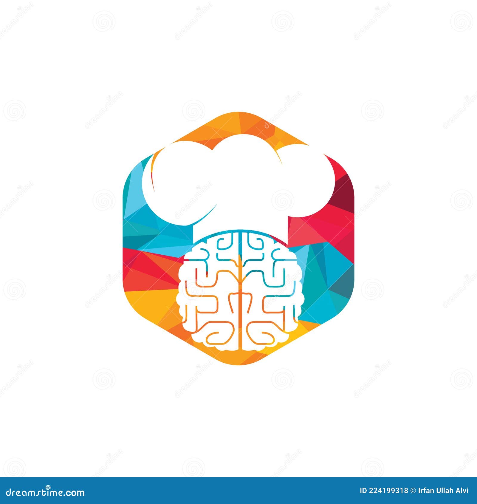 Smart Chef Vector Logo Design Concept. Brain and Chef Hat Icon. Stock ...