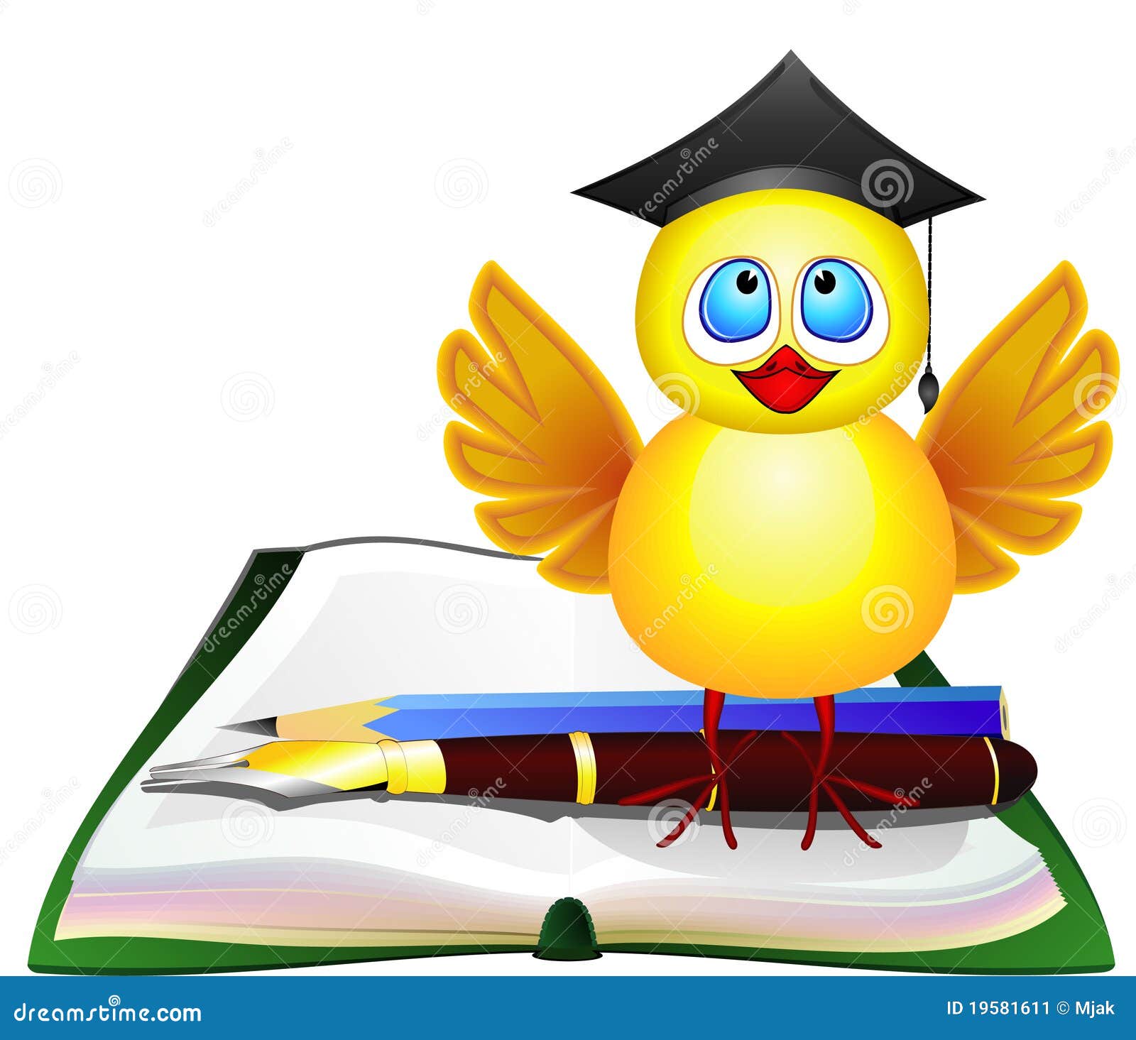 Smart chicken and book stock vector. Illustration of book - 19581611