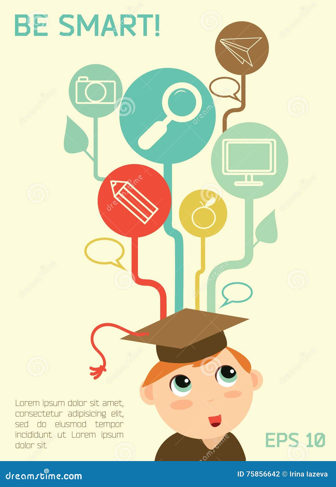 Smart Child Hands Up, Ready To Answer A Question, Idea, Flat ...