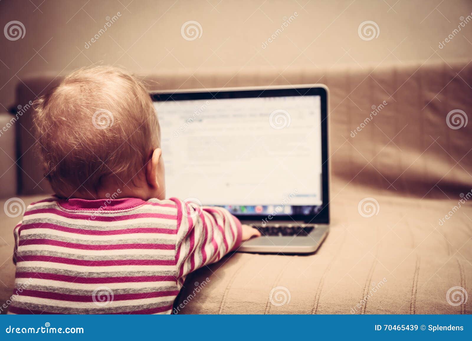 Smart Child Working on Laptop Computer Stock Image - Image of copy ...