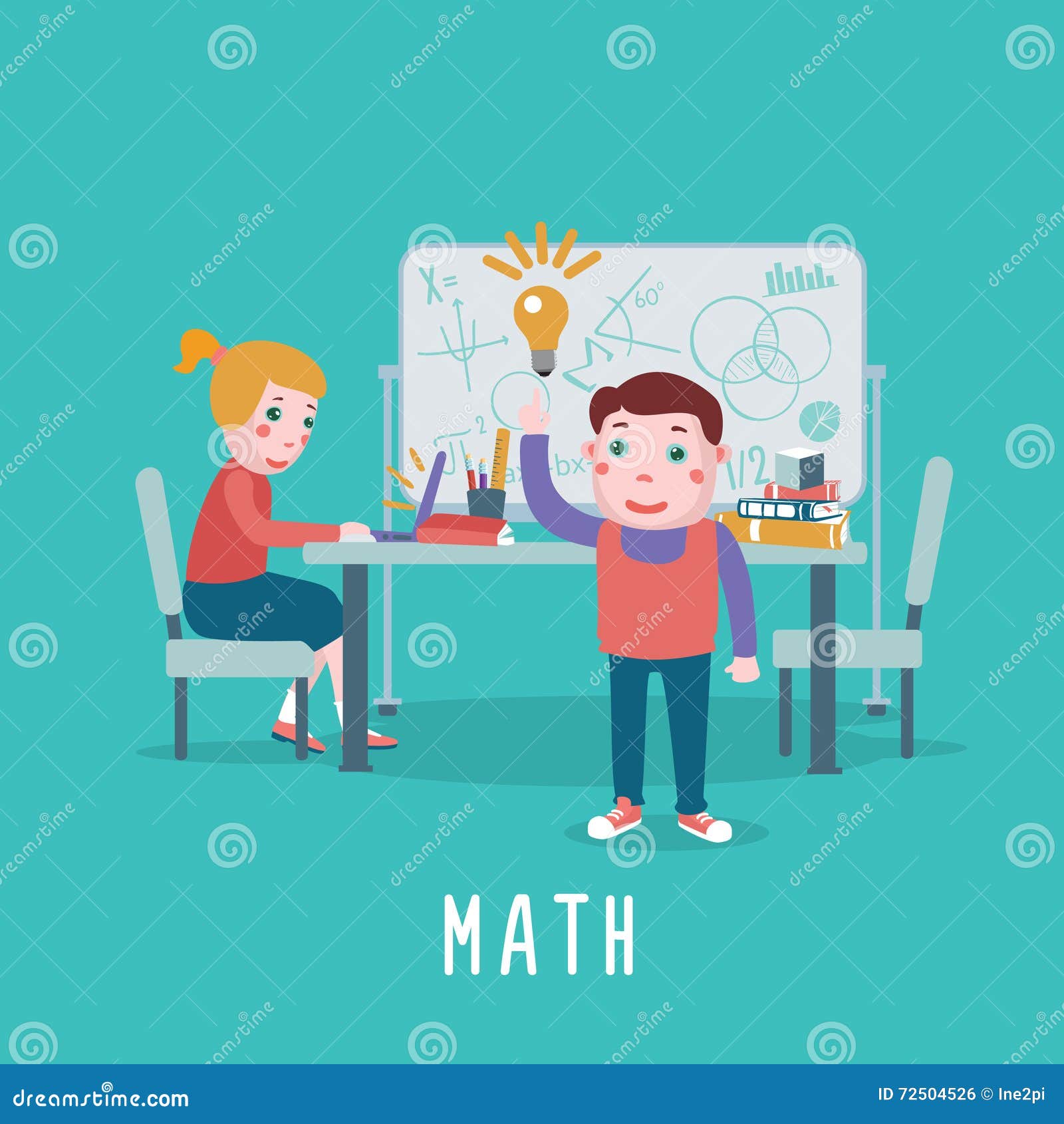 Smart Children. Kids are Studying Math in a Classroom. Stock Vector ...