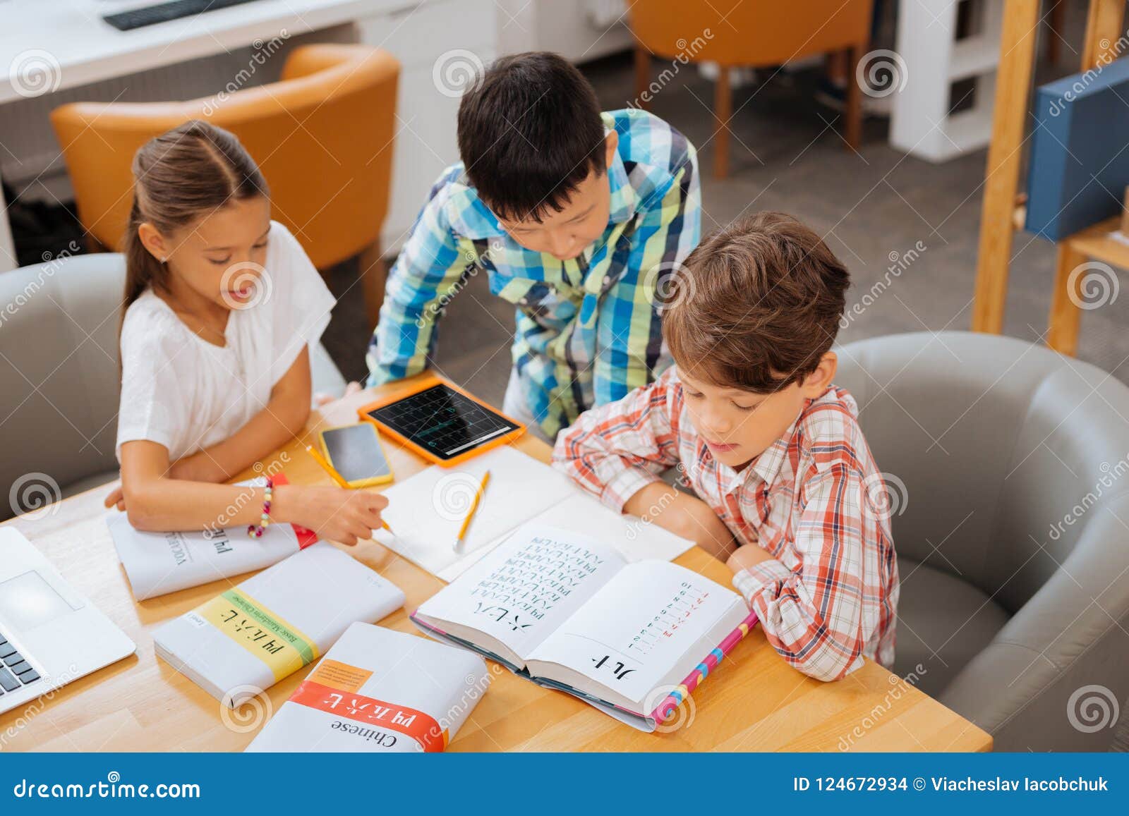 Smart Children Studying Foreign Languages in a Classroom Stock Photo ...