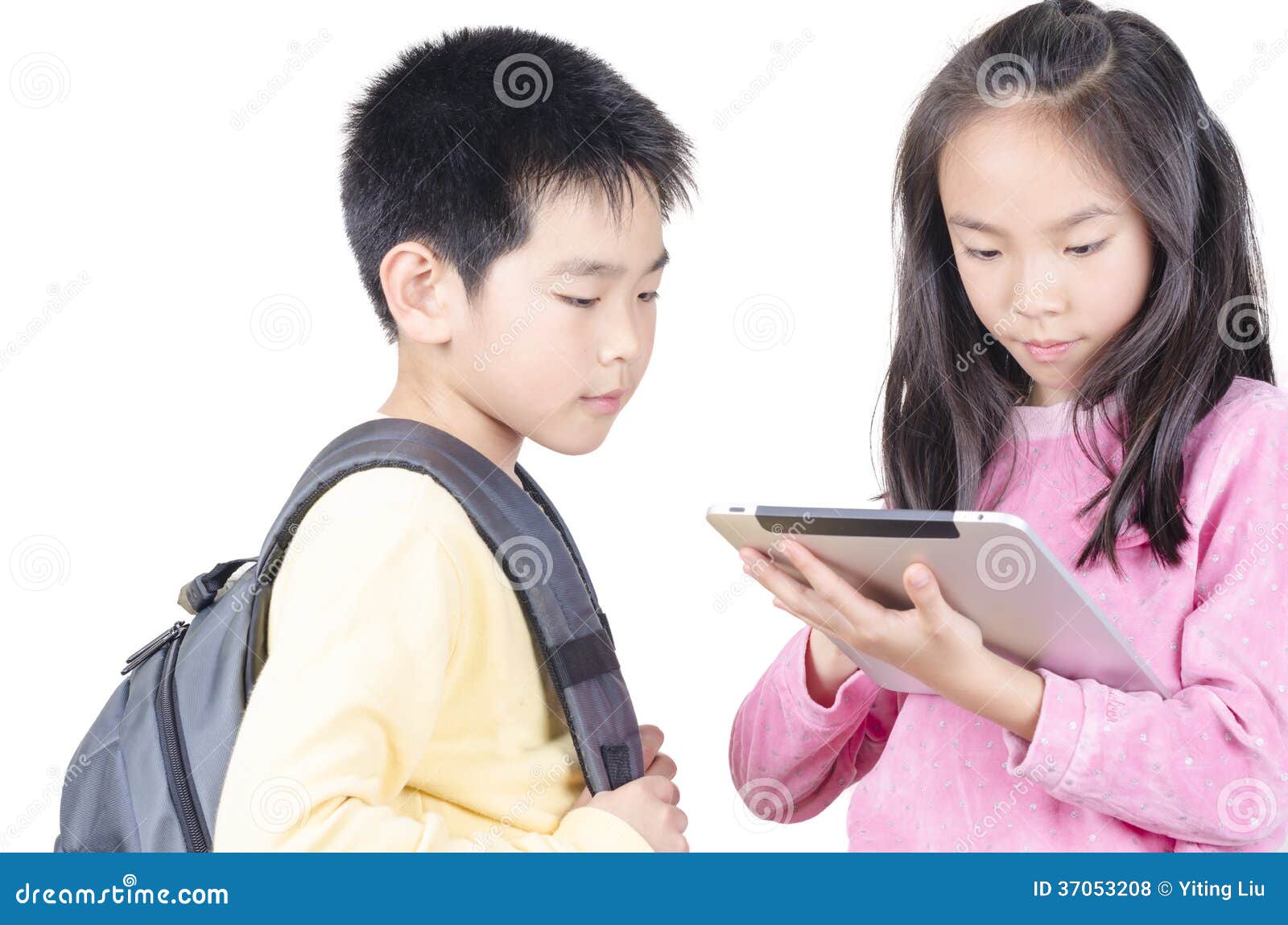 Smart Children Using Touch Pad Computer Stock Photo - Image of cheerful ...