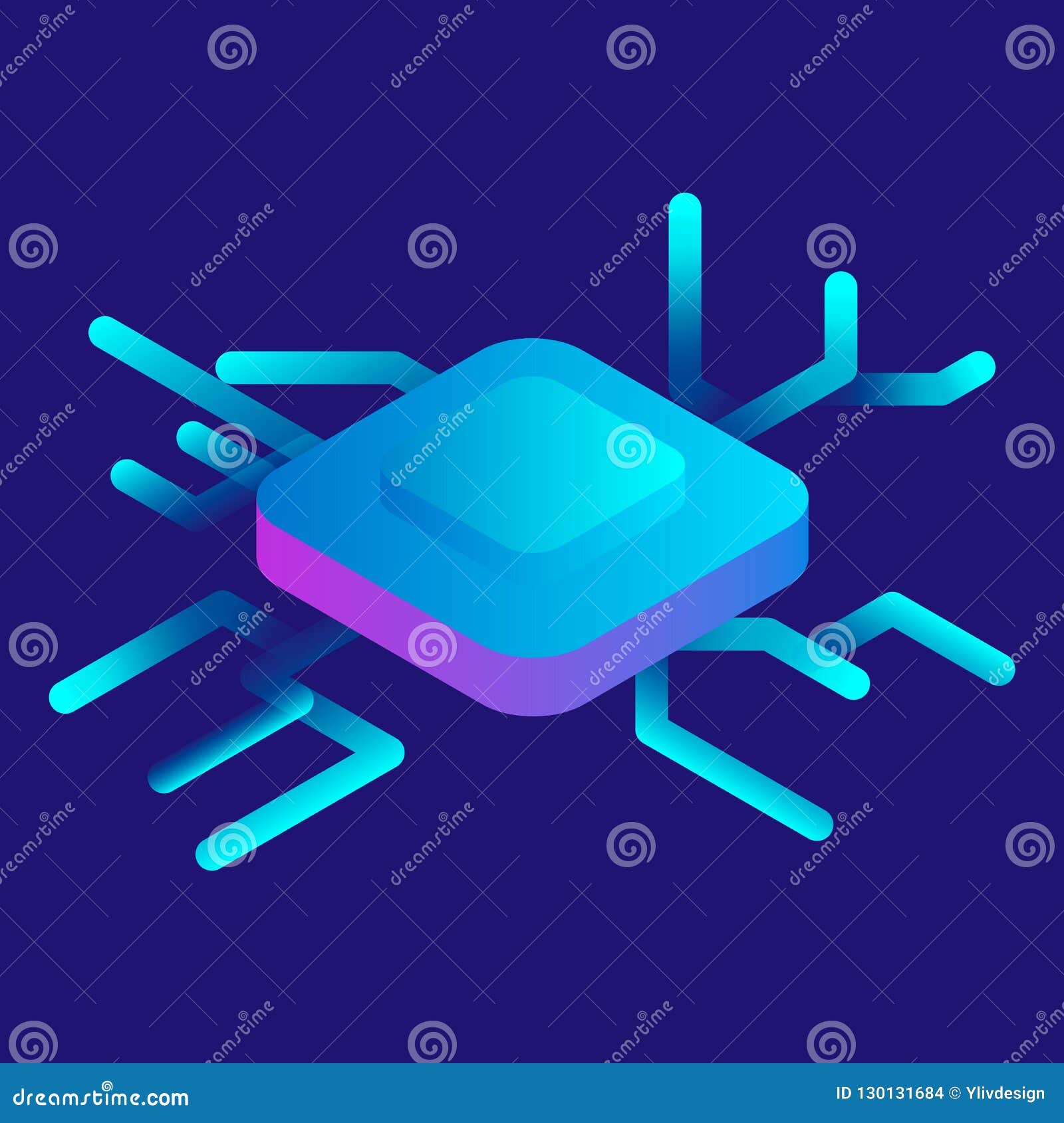 Smart Chip Icon, Isometric Style Stock Vector - Illustration of economy ...
