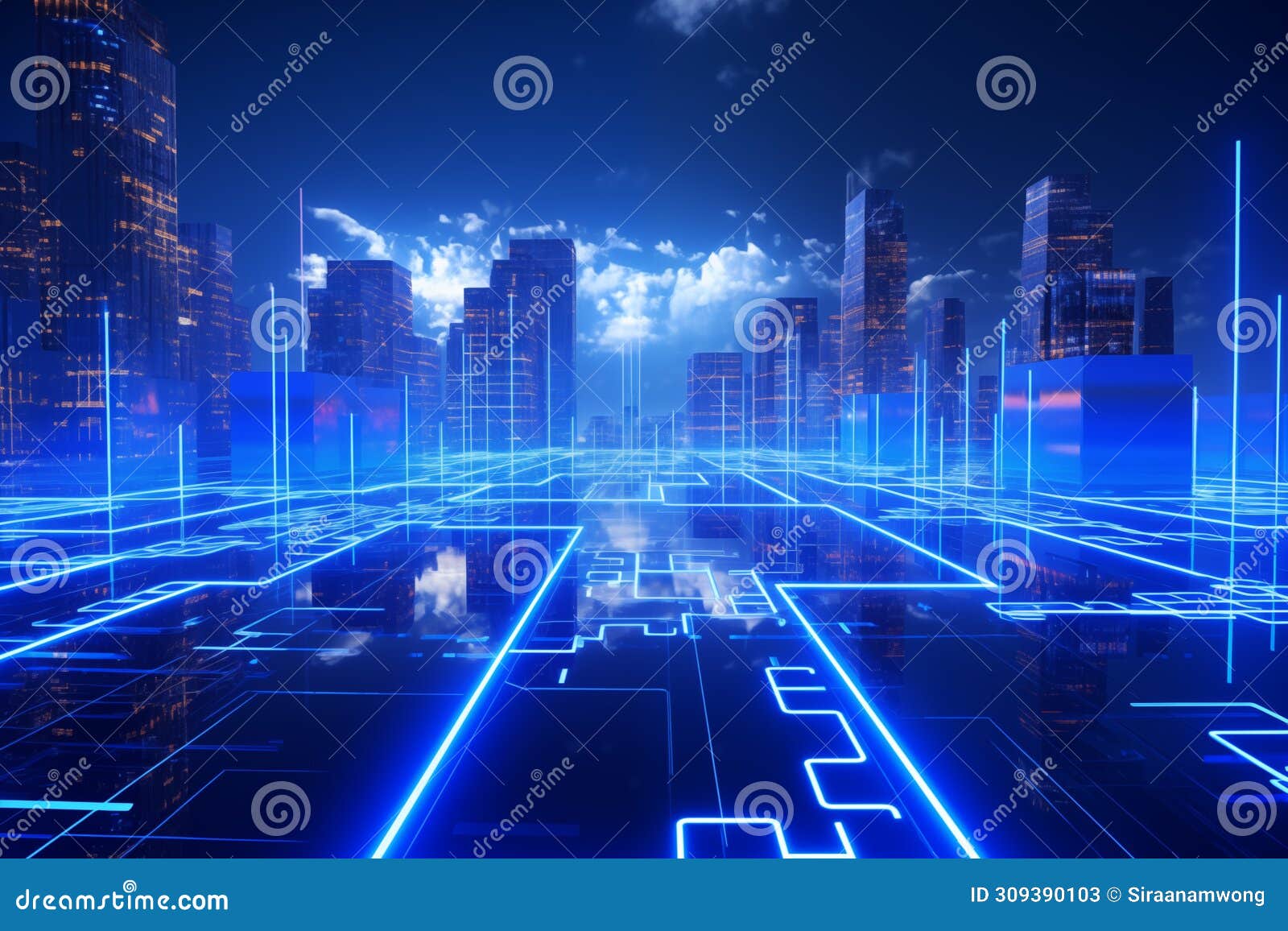 Smart Chip Processor with Buildings. by Generative Ai Stock ...