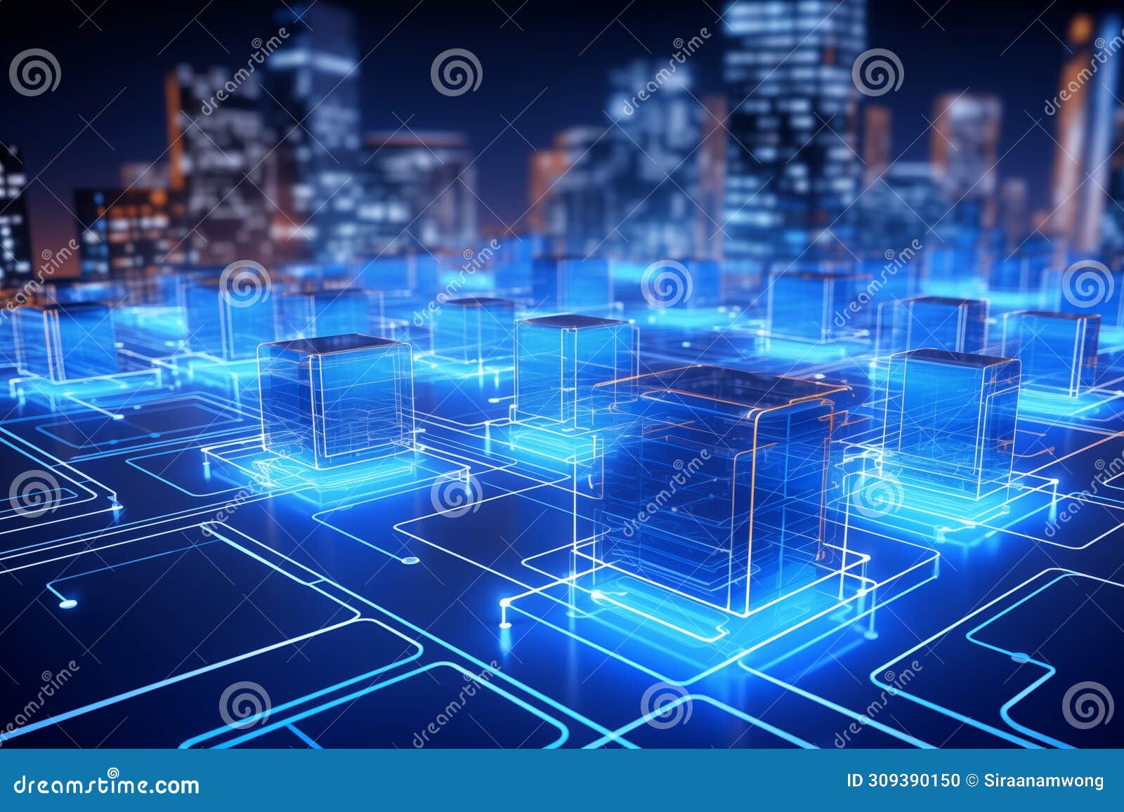 Smart Chip Processor with Buildings. by Generative Ai Stock ...