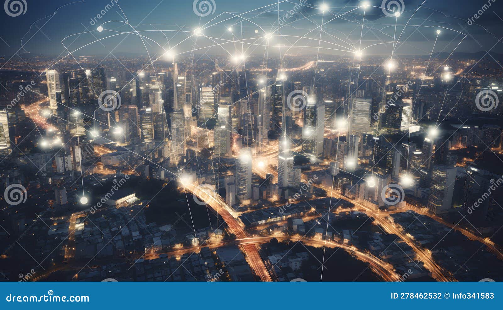 Smart Cities IoT Sensors Connectivity High Contrast Generative AI Stock ...