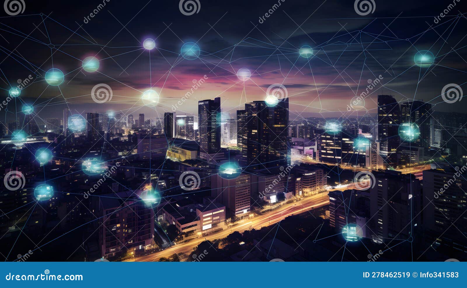 Smart Cities IoT Sensors Connectivity High Contrast Three Generative AI ...