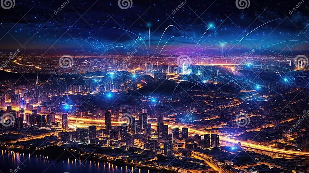 Smart City and Abstract Dot Point Connect Generative AI Stock ...