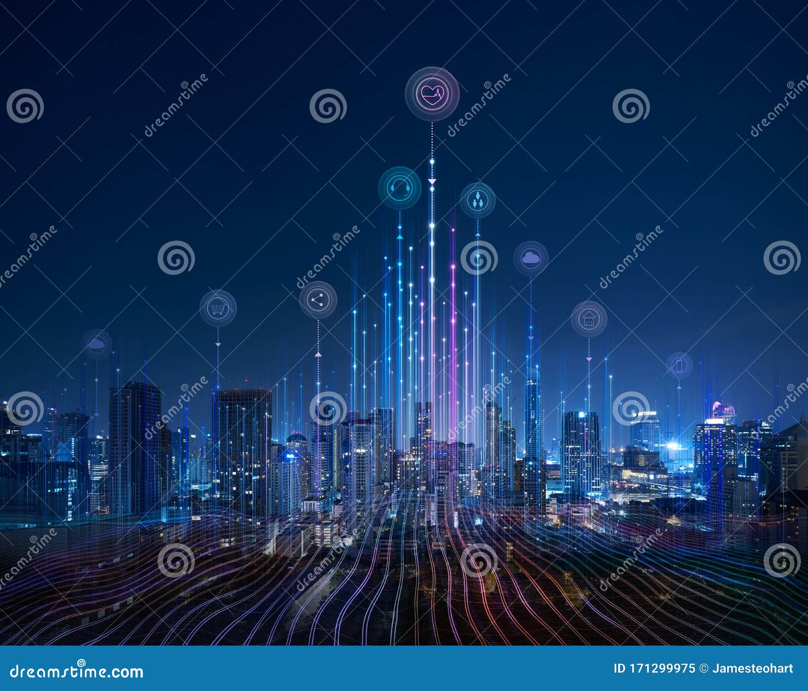 Smart City And Abstract Dot Point Connect With Gradient Line Royalty ... Smart City And Abstract Dot Point Connect With Gradient Line Royalty ...