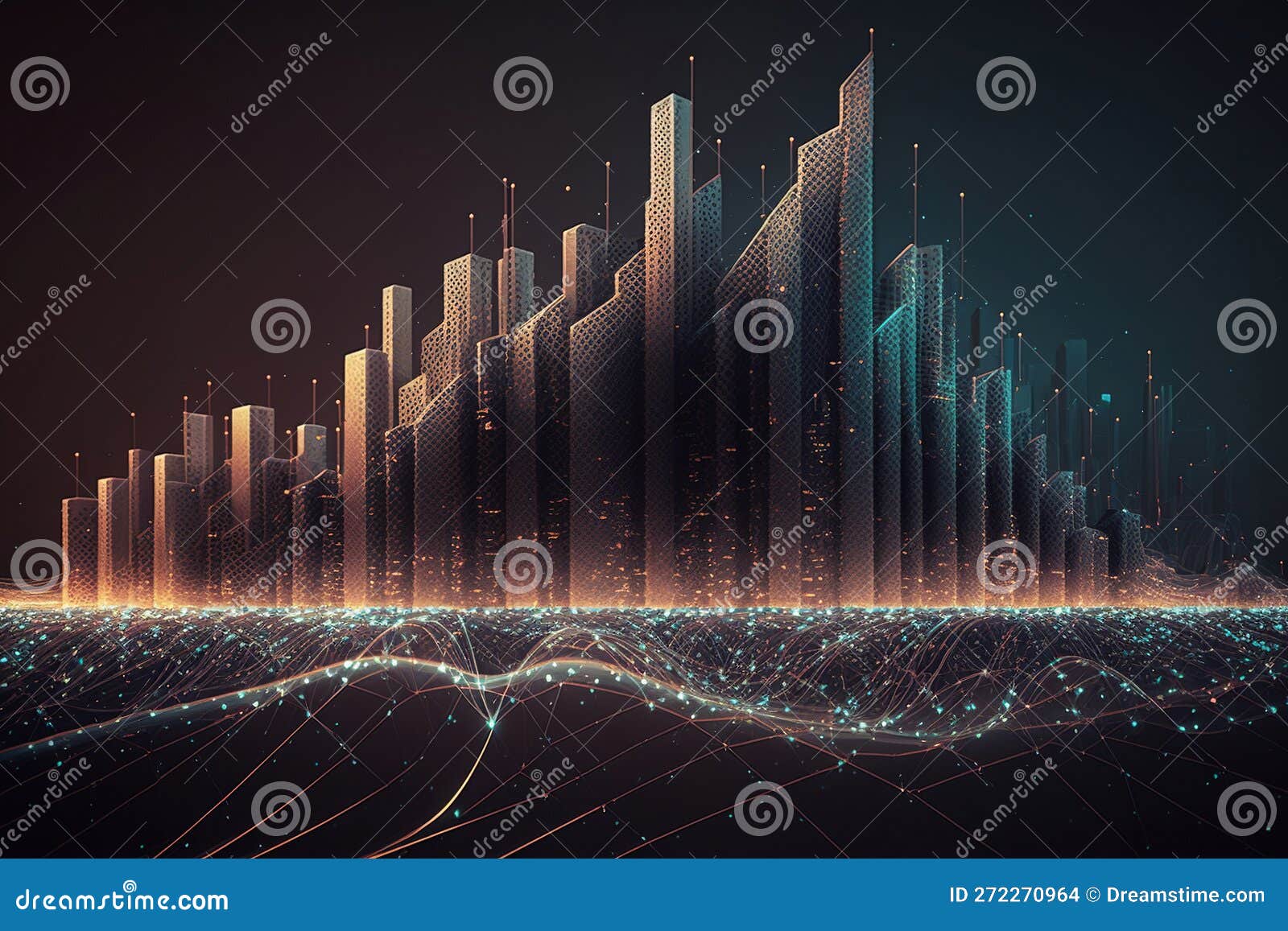 Smart City and Abstract Dot Point Connect with Gradient Line and ...