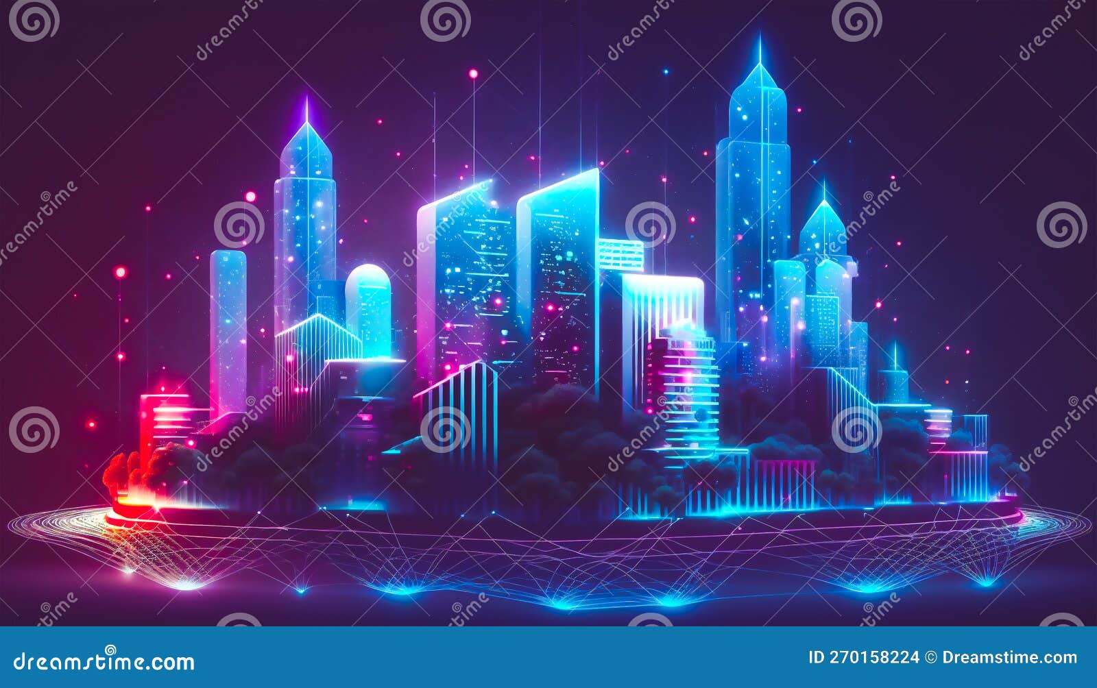 Smart City with Big Data Connection Technology. Cityscape ...