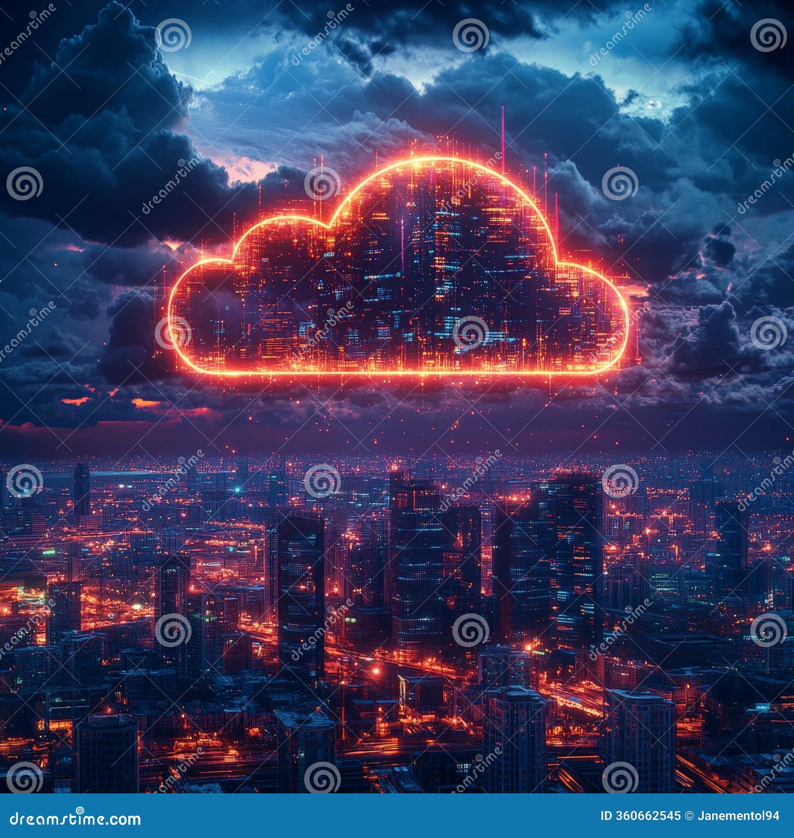 Smart City and Cloud Computing Concept Stock Image - Image of ...
