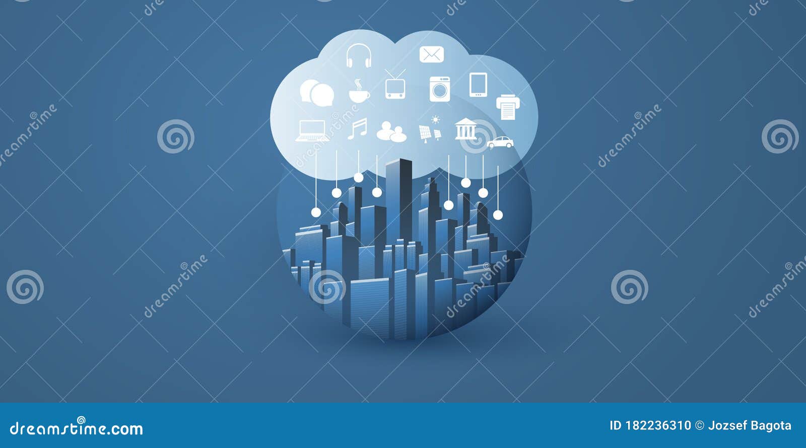 Smart City, Cloud Computing Design Concept Stock Vector - Illustration ...