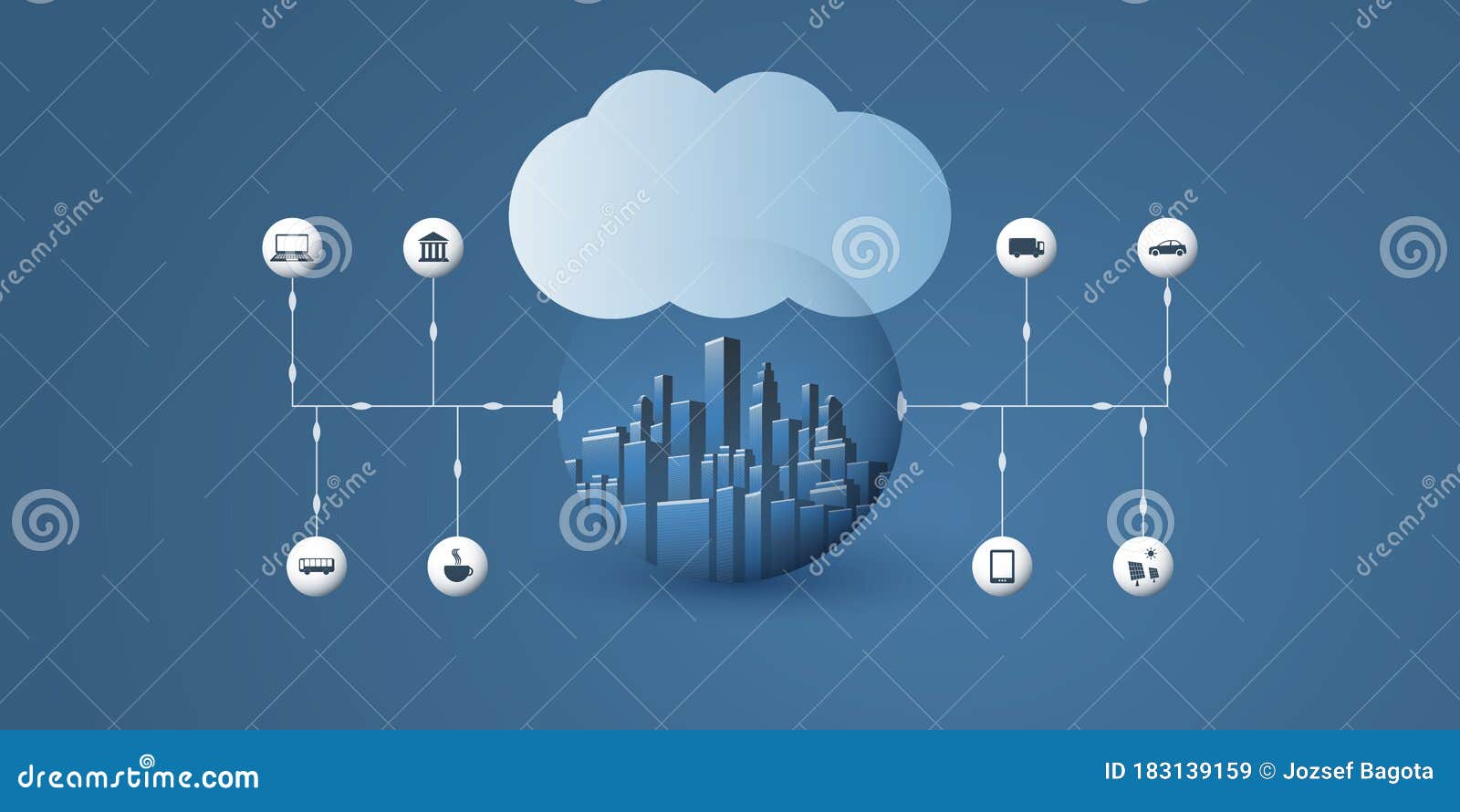 Smart City, Cloud Computing Design Concept with Icons, Transparent ...