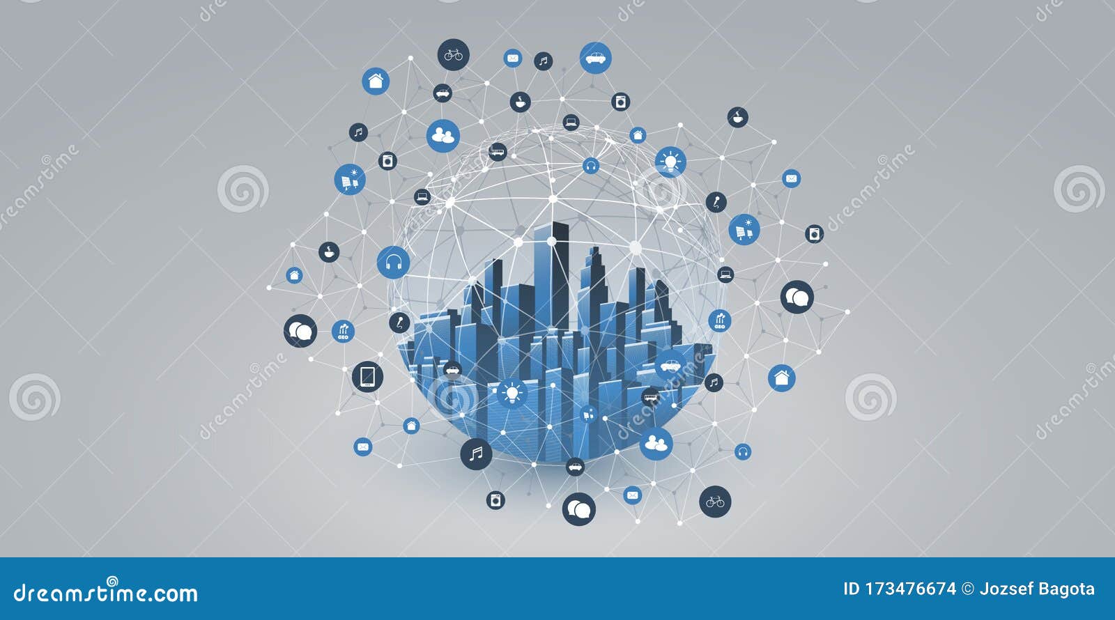 Smart City, Cloud Computing Design Concept Stock Vector - Illustration ...