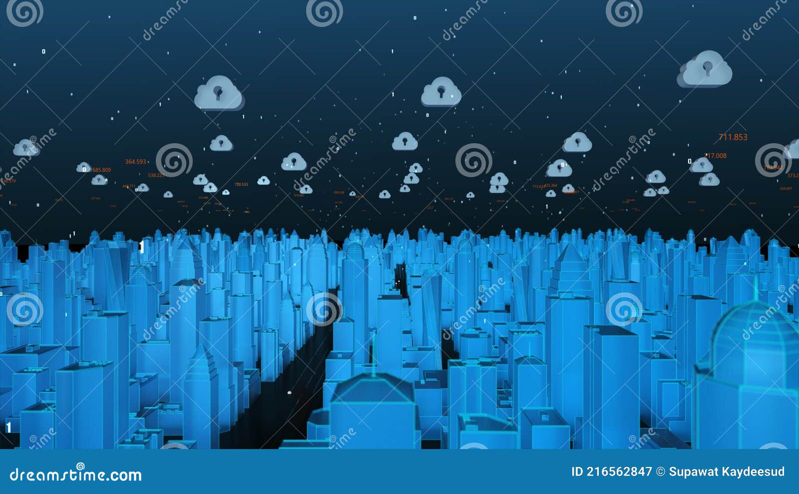 Smart City and Cloud Computing Network Concept Stock Illustration ...