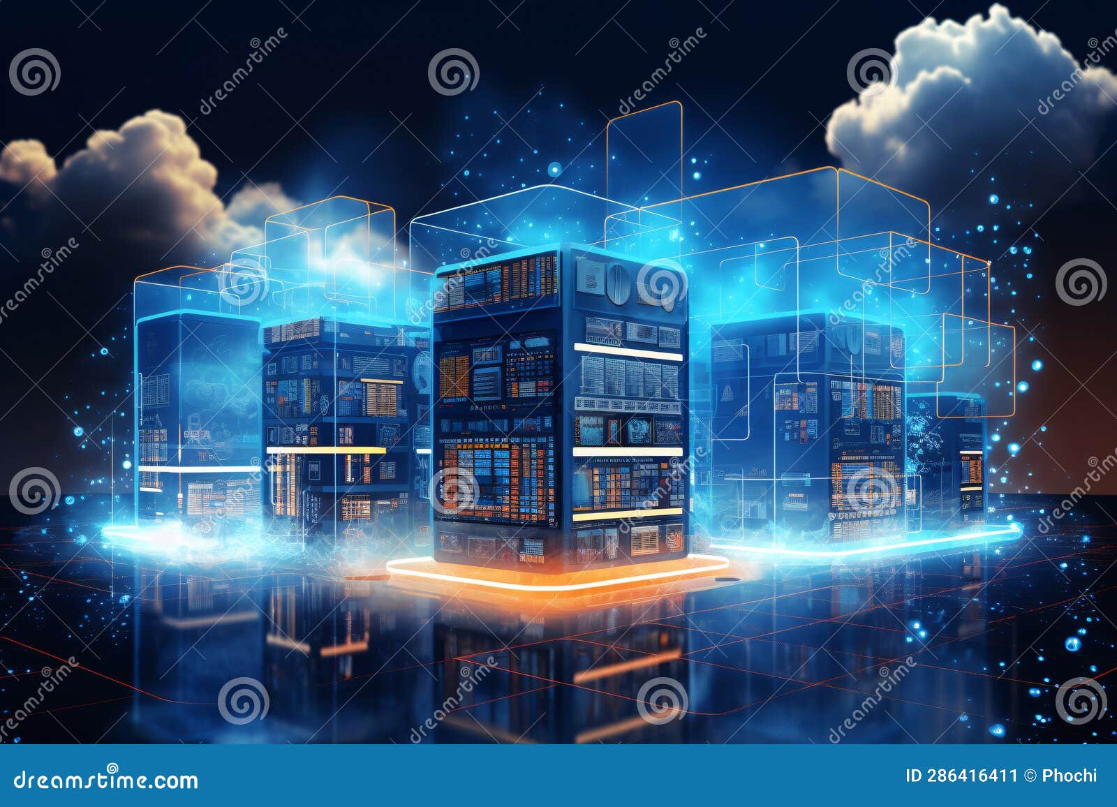 Smart City with Cloud Computing Technology Concept Stock Illustration ...