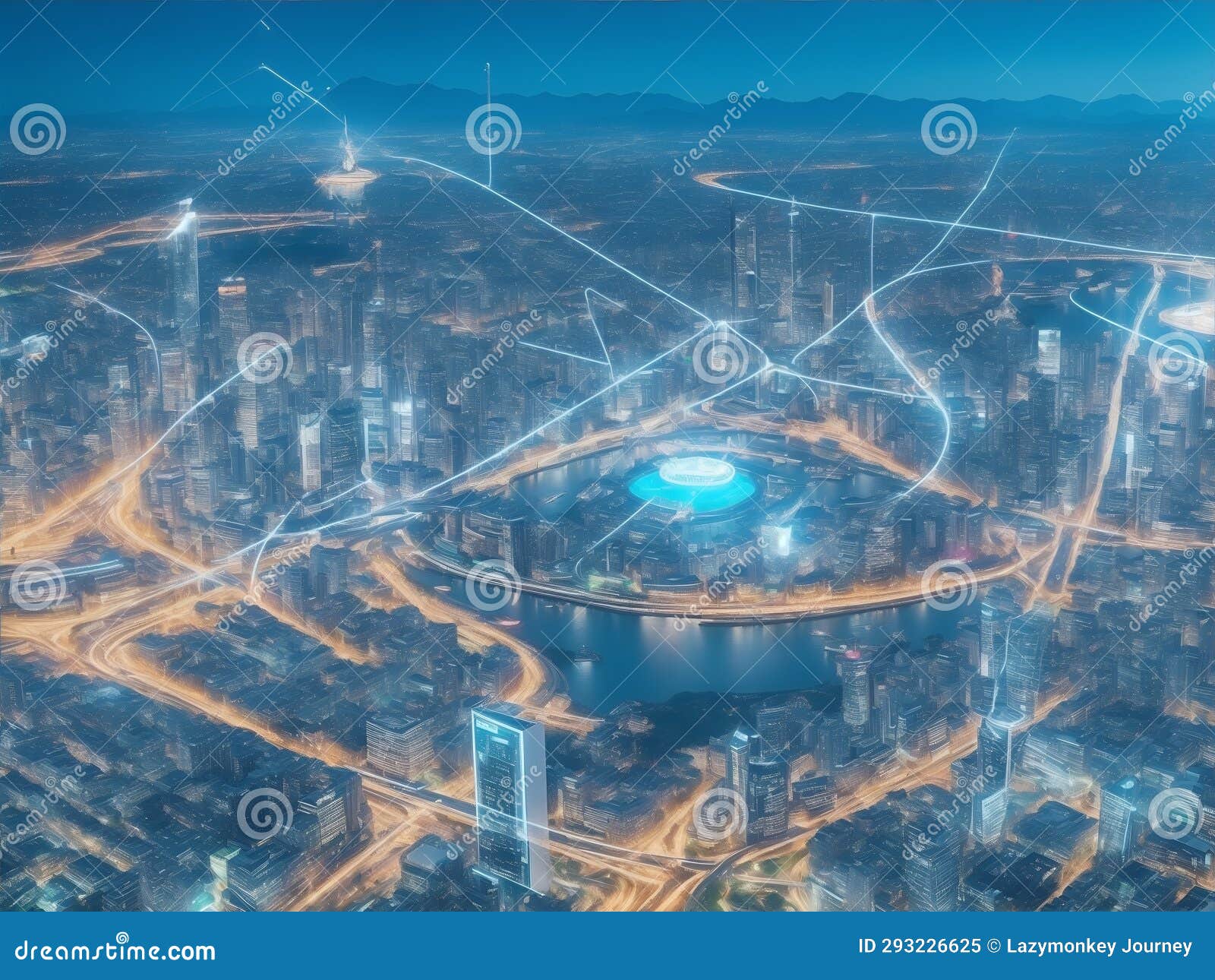 Smart City and Communication Network, Overview Backgorund Stock Image ...