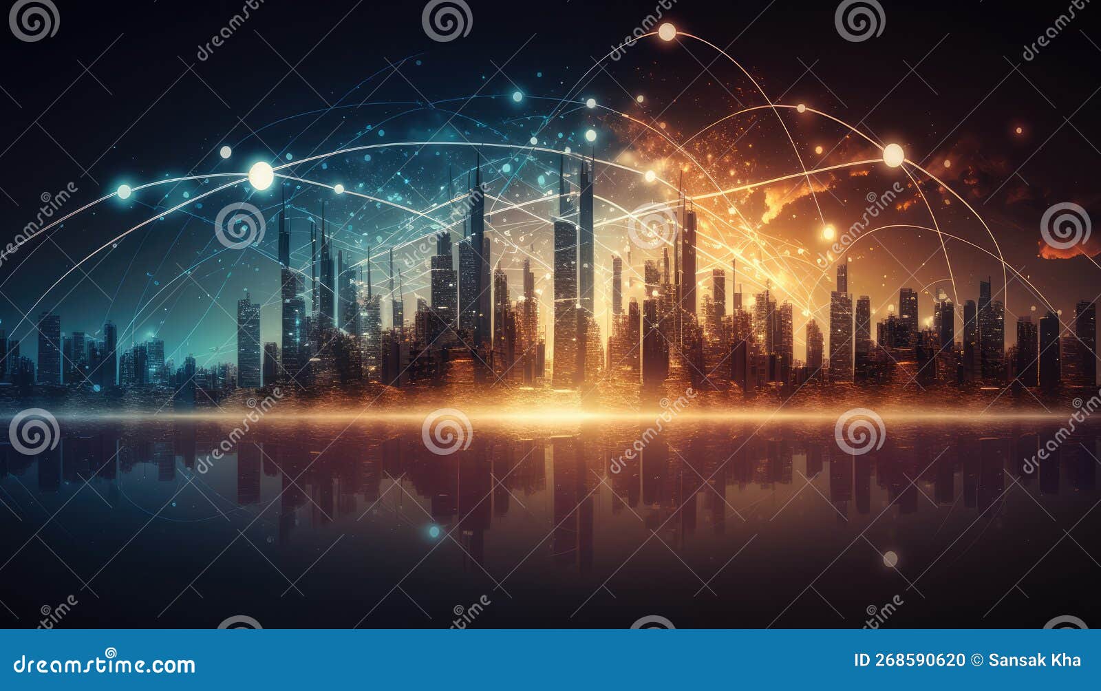 Smart City and Communication Network Concept. IoT(Internet of Things ...