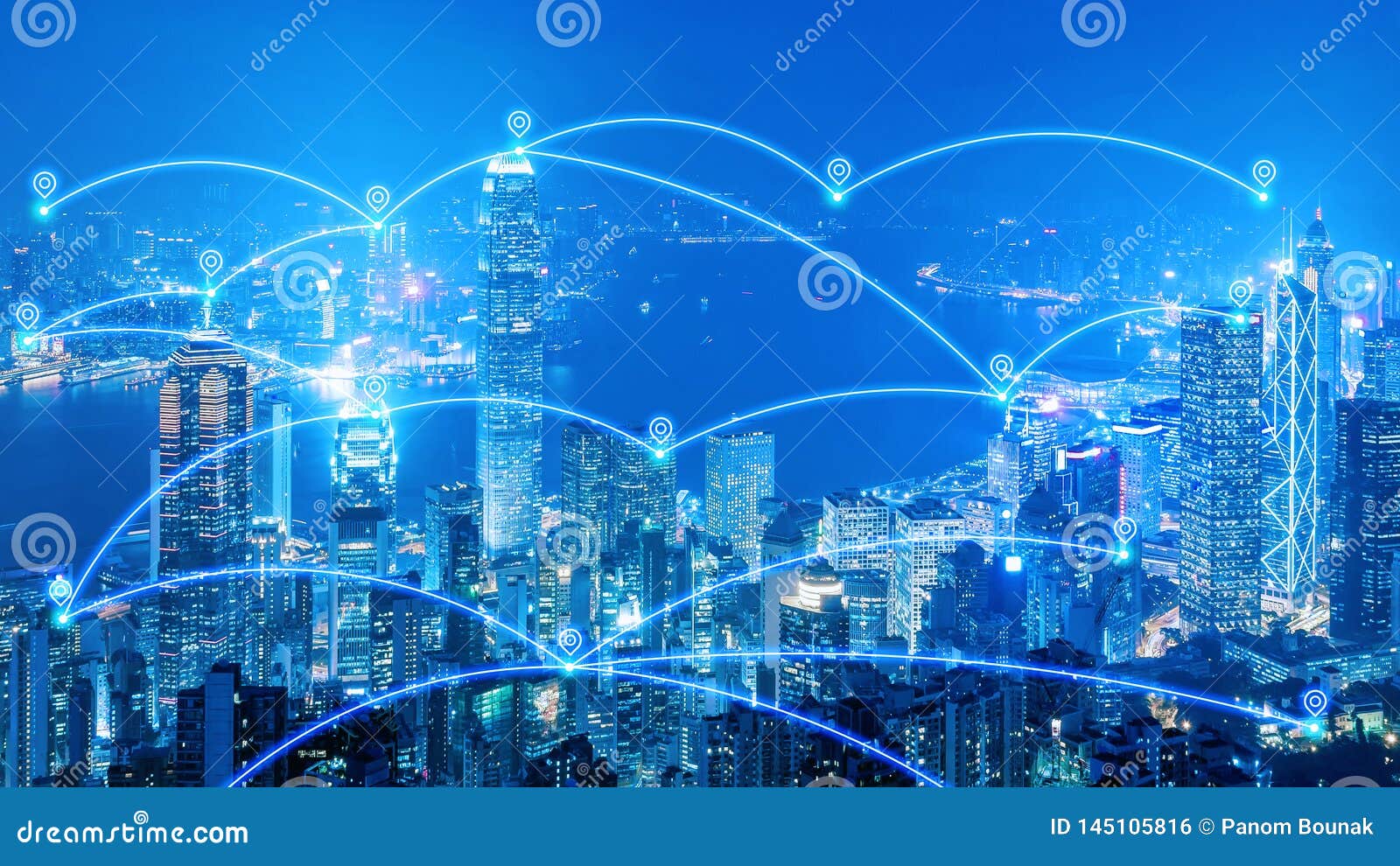 Smart City Communication Network and Internet of Things Stock Photo ...