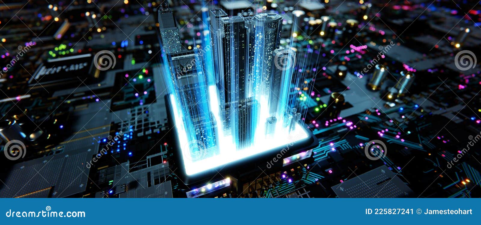 Smart City Concept. 3d Rendering Stock Image - Image of energy, light ...