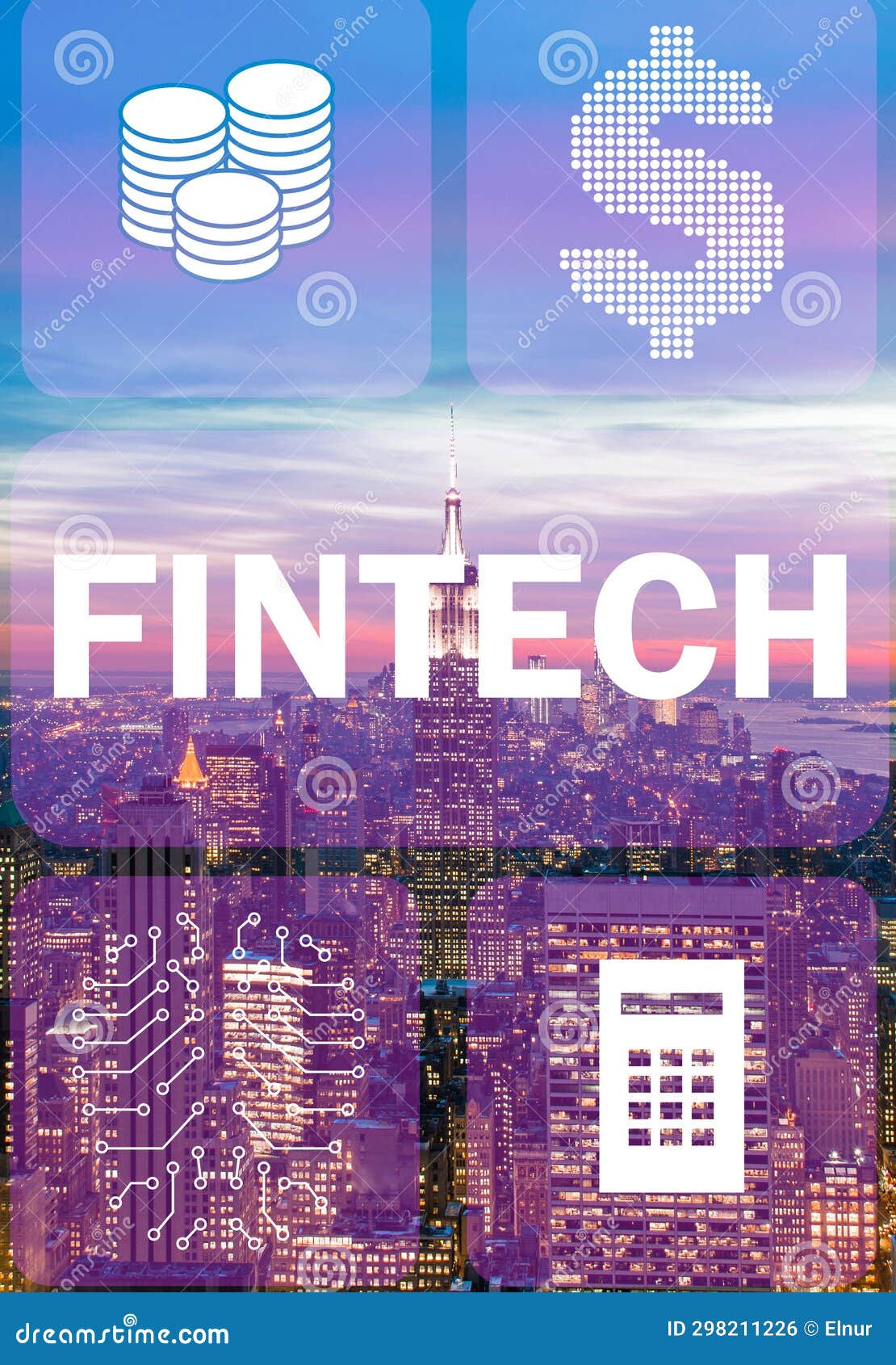 Smart City Concept with Fintech Financial Technology Concept Stock ...