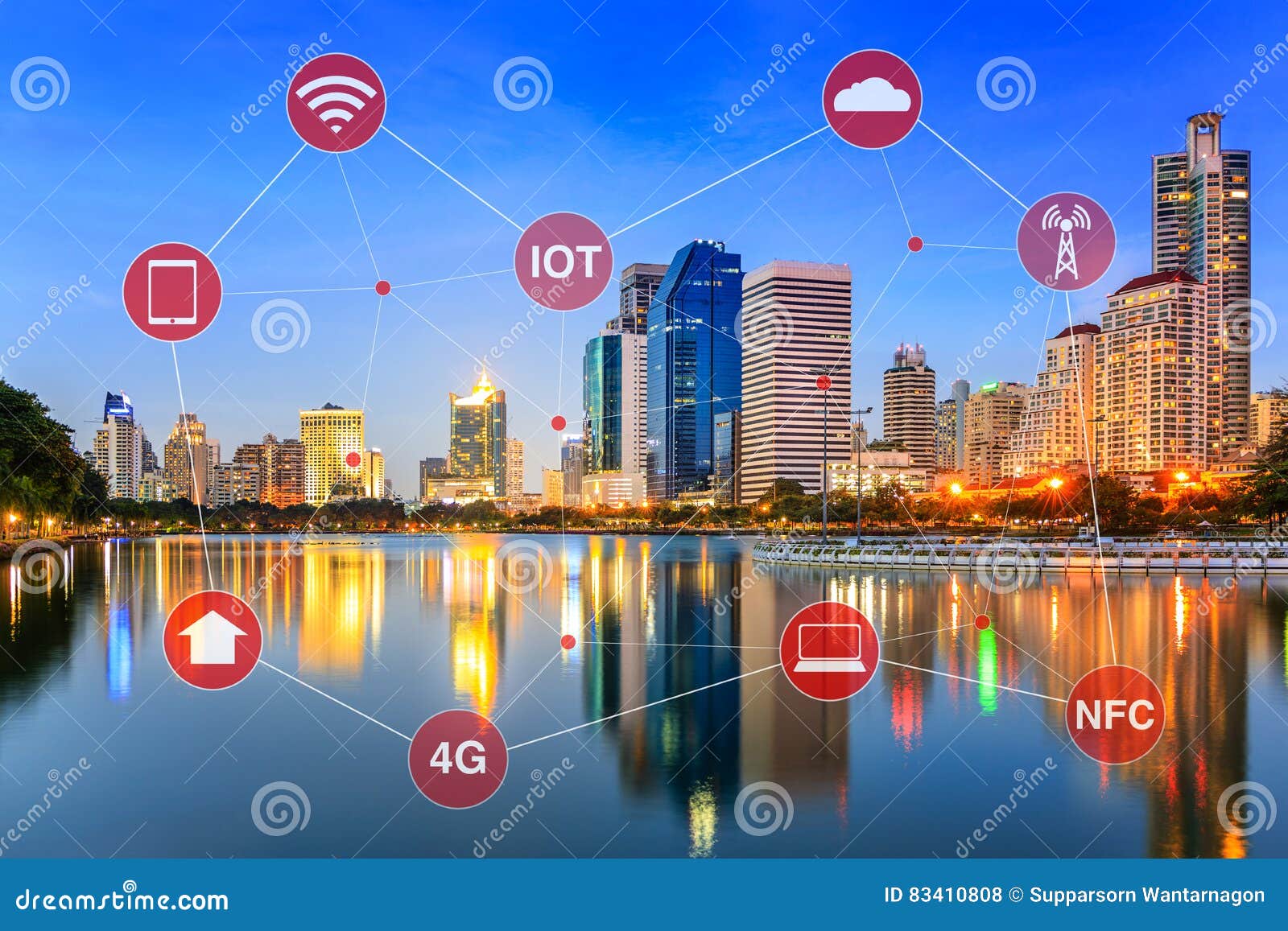 Smart City Concept Illustrated by Networking and Internet of Things or ...