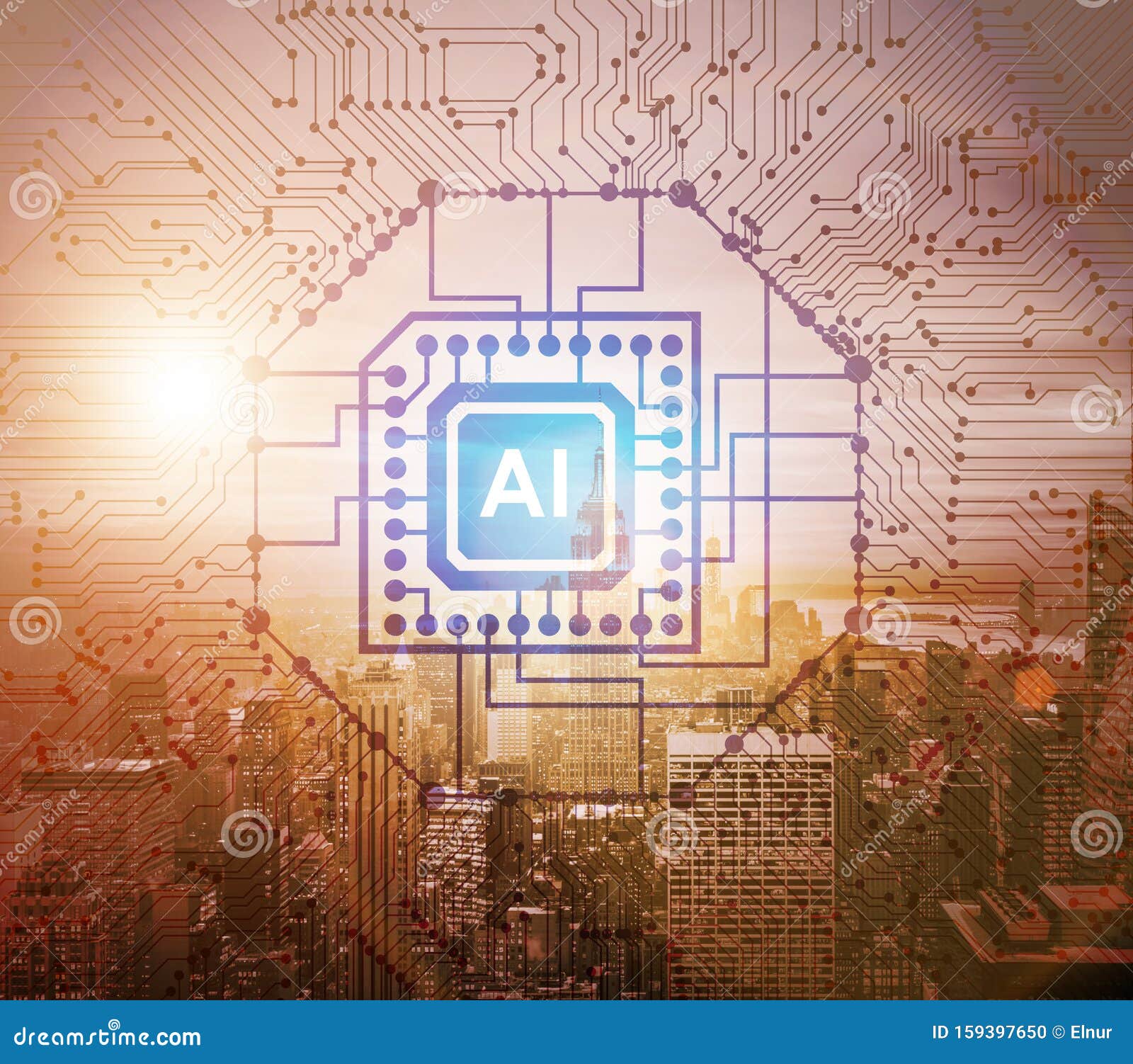 Smart City Concept Powered by Artificial Intelligence Stock ...