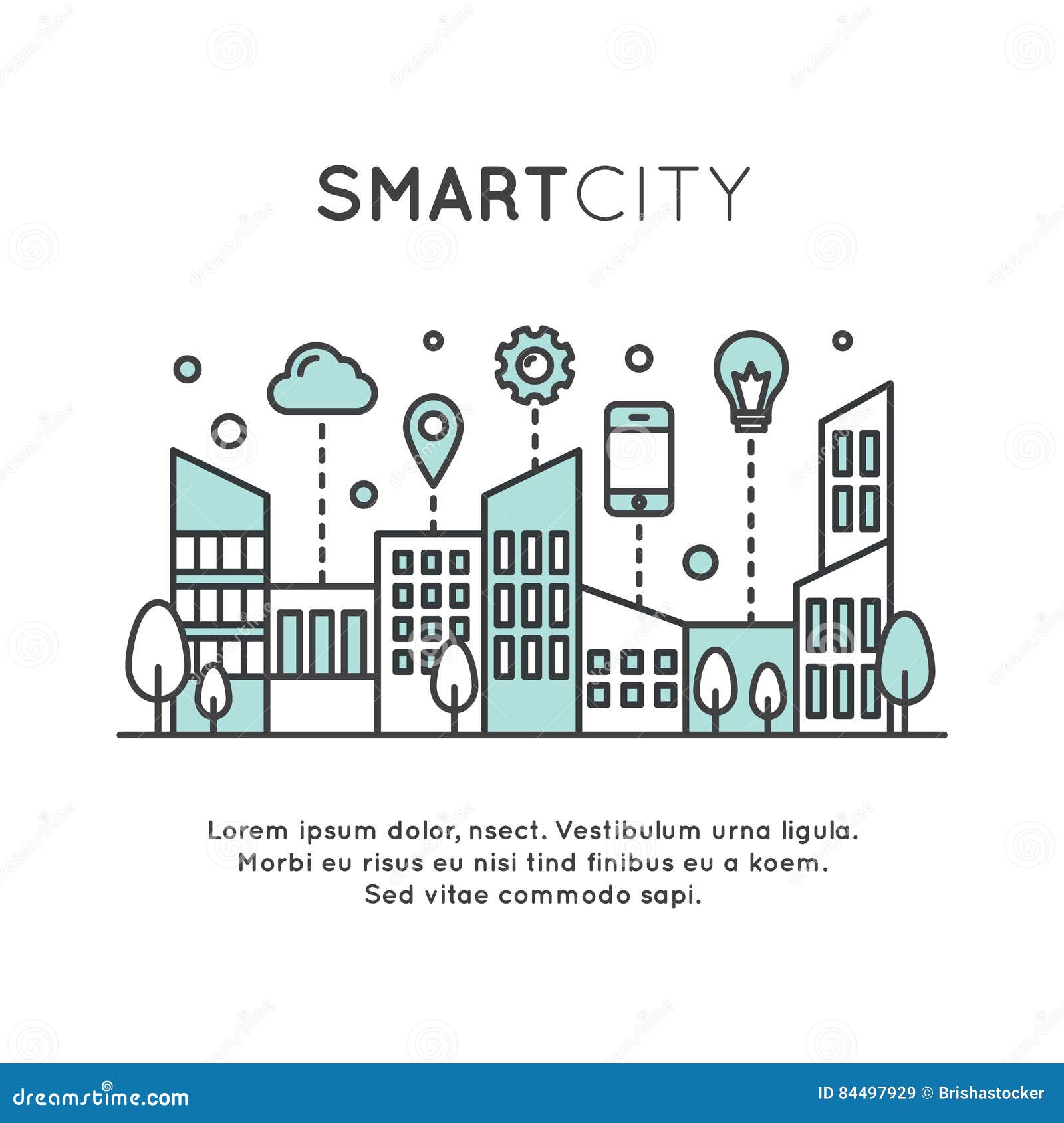 Smart City Concept stock vector. Illustration of building - 84497929