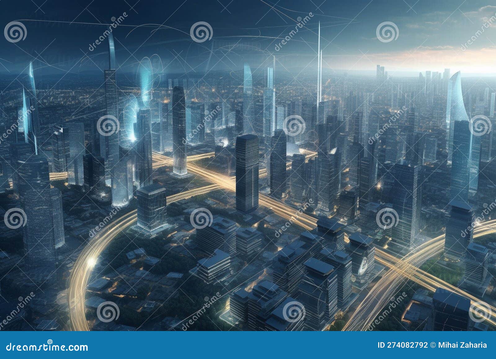 Smart City Conceptual Design. Generative AI Stock Illustration ...