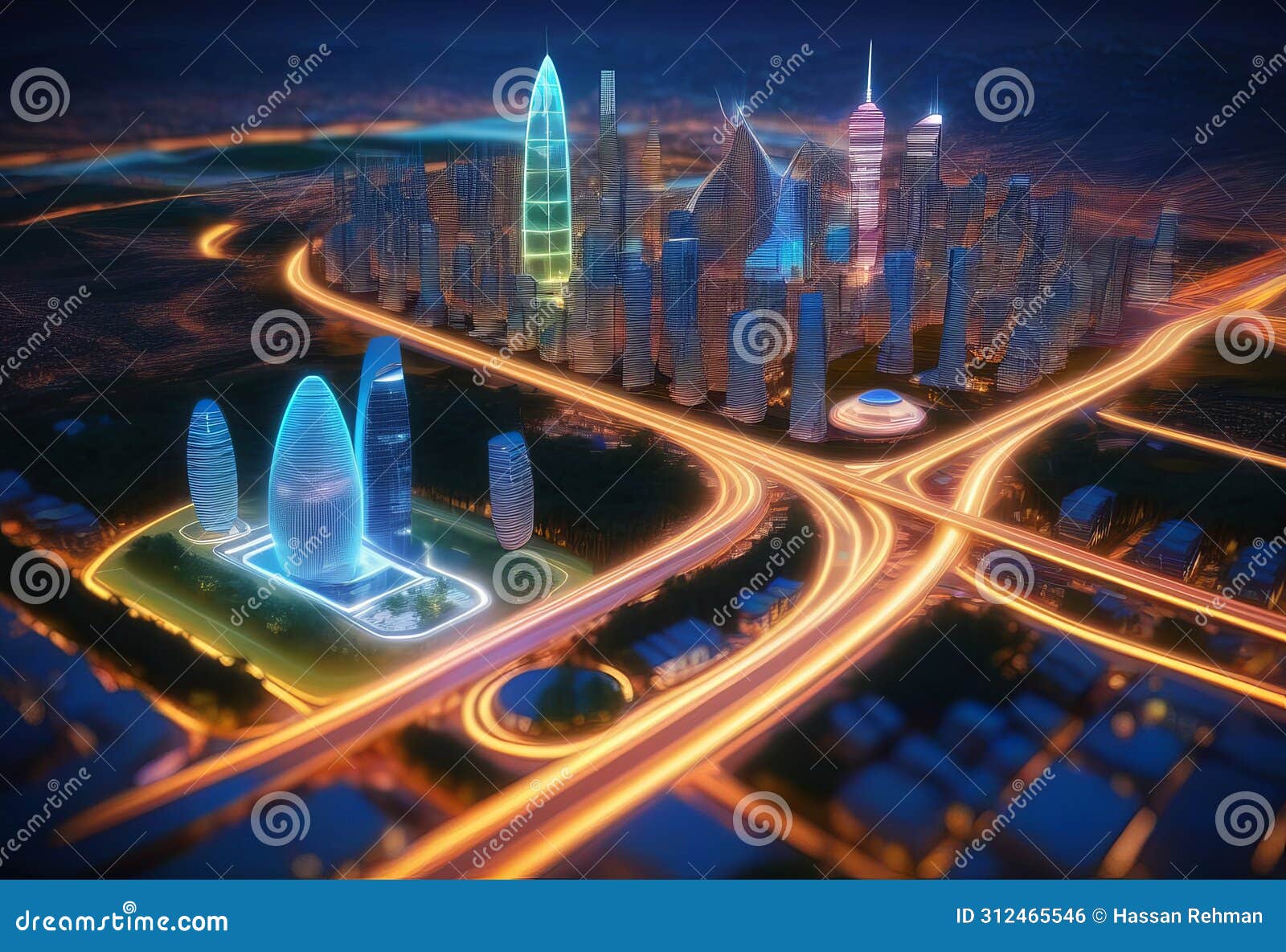 Smart City with 3d Rendering Robot with Development City Stock ...