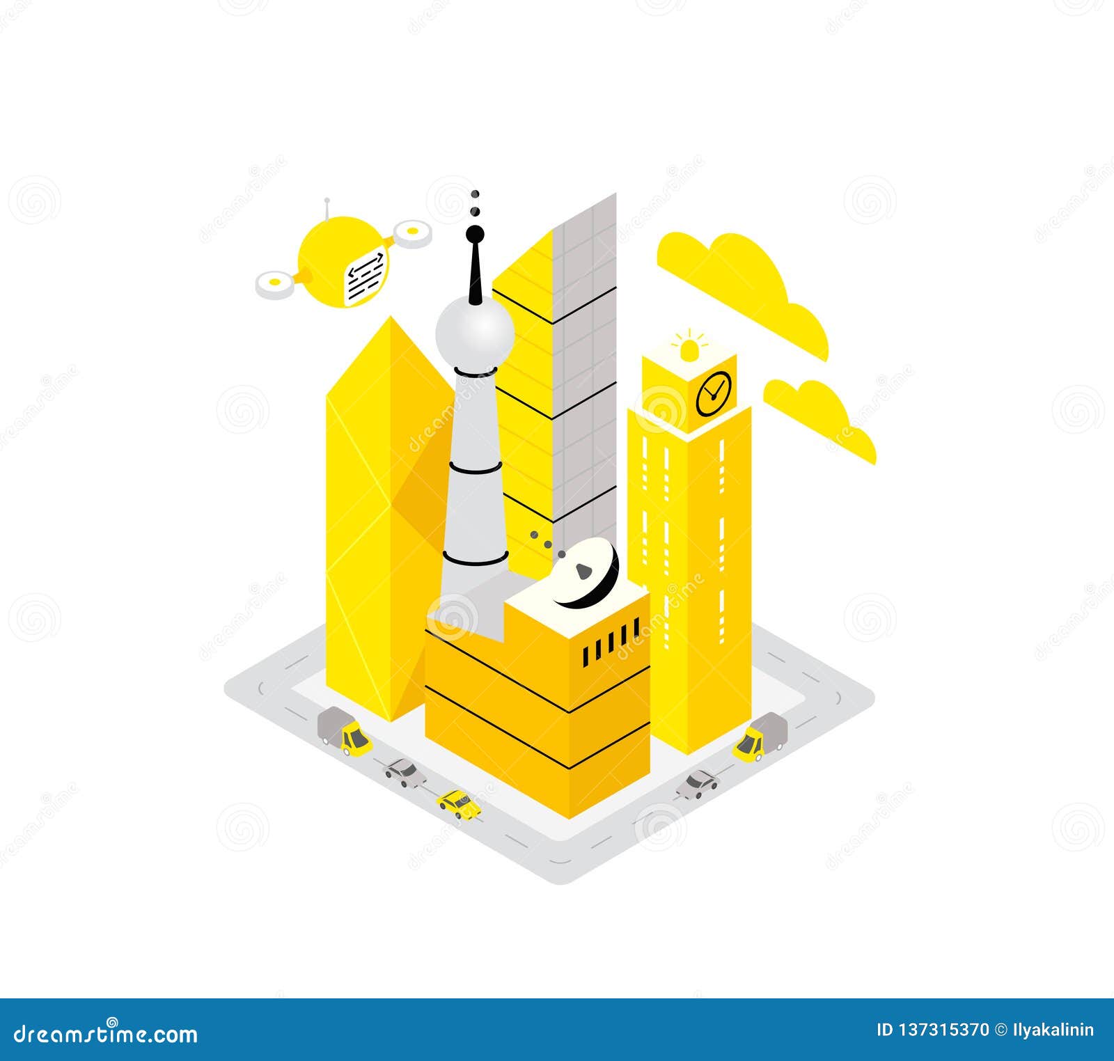Smart City Data Infrastructure Center Isometric Icon Concept. Hosting ...