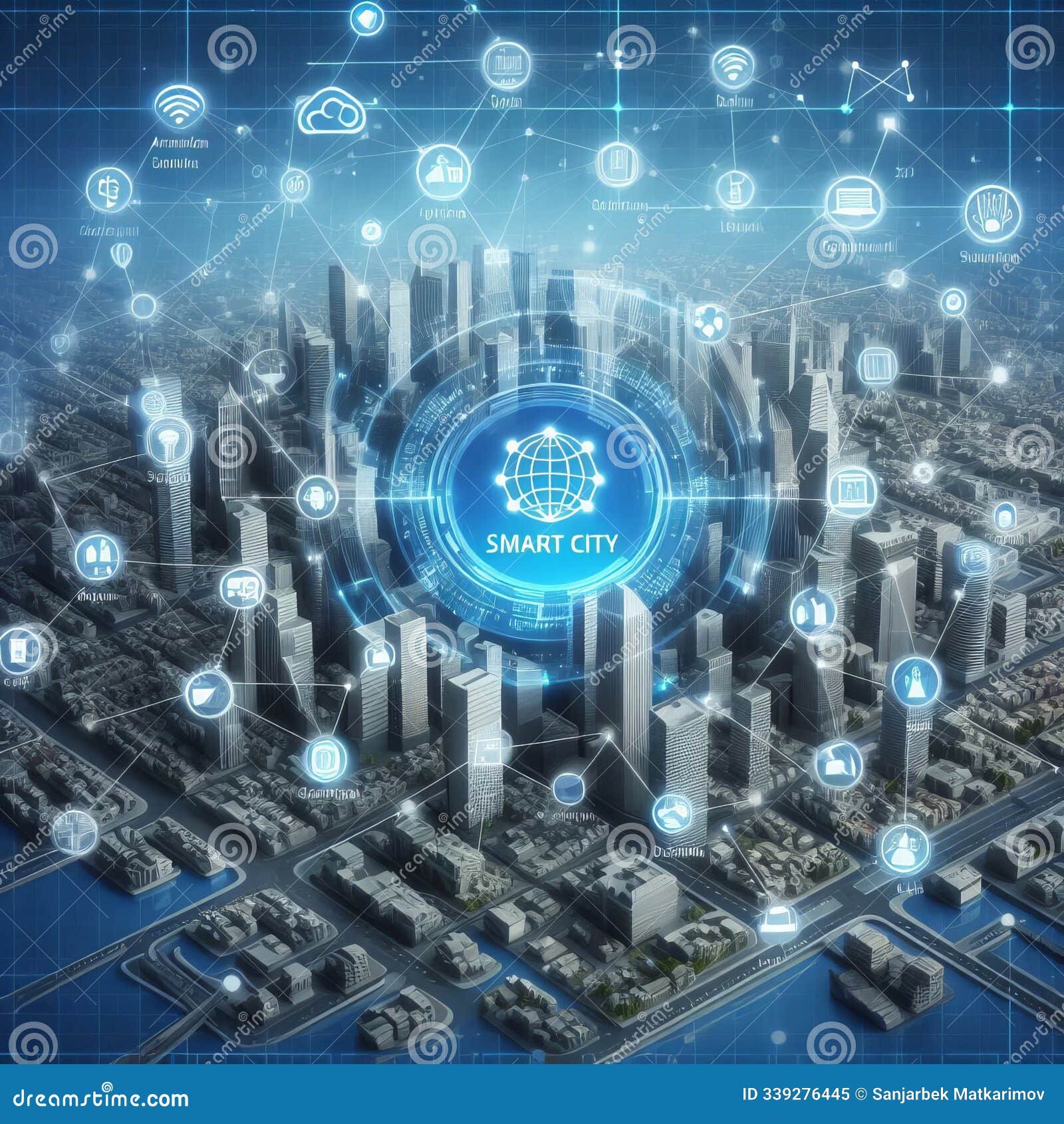 Smart City Data Flow Diagram With Network Topology Schematic Rep Stock ...
