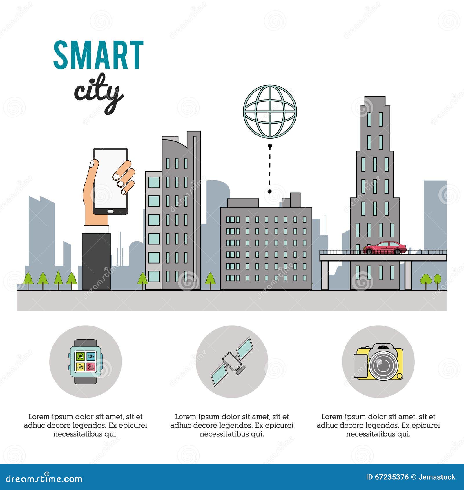 Smart city design stock illustration. Illustration of hand - 67235376