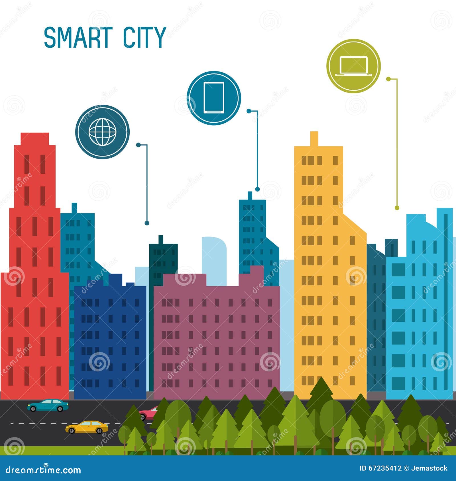 Smart city design stock illustration. Illustration of building - 67235412