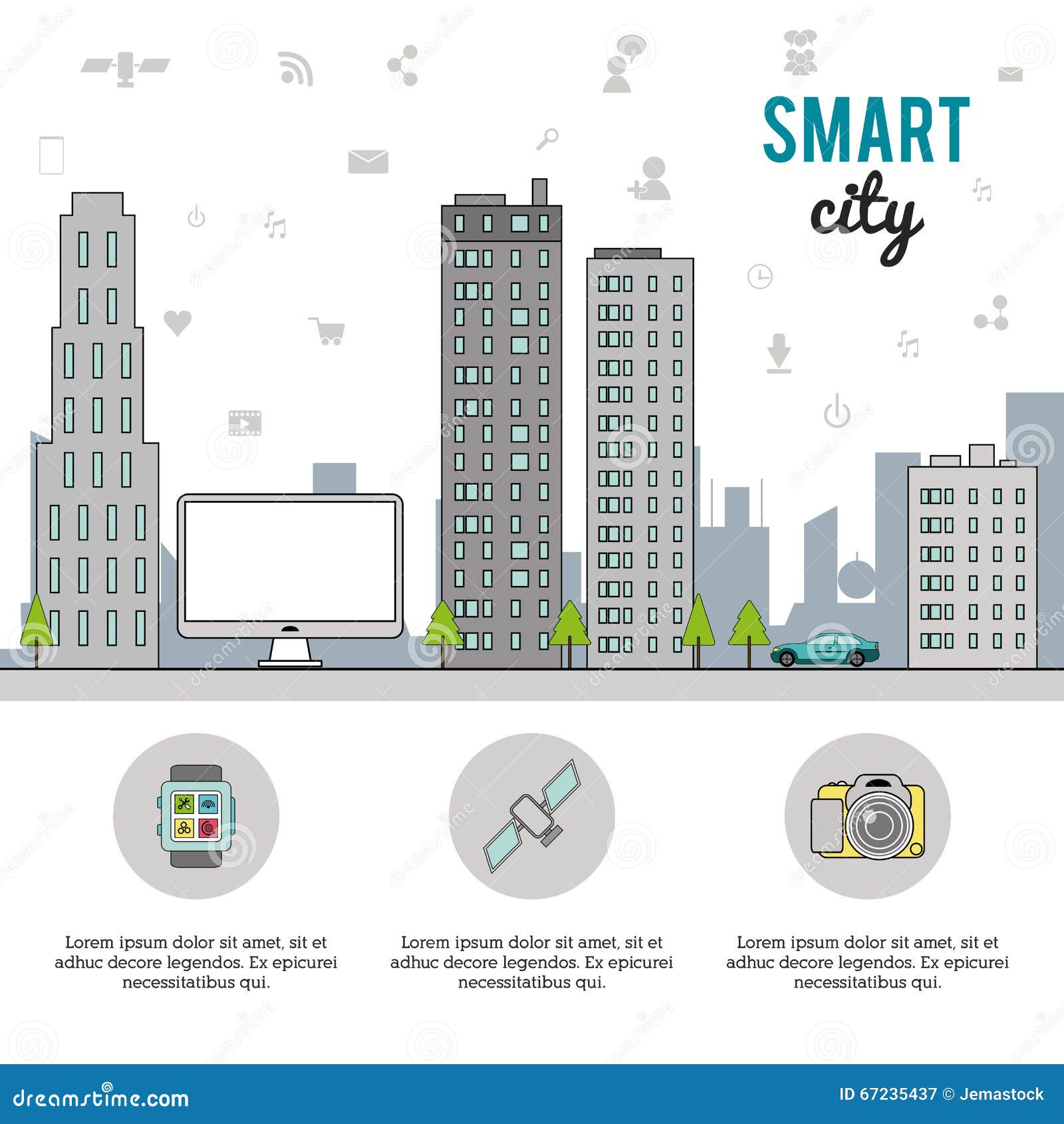 Smart city design stock illustration. Illustration of vector - 67235437