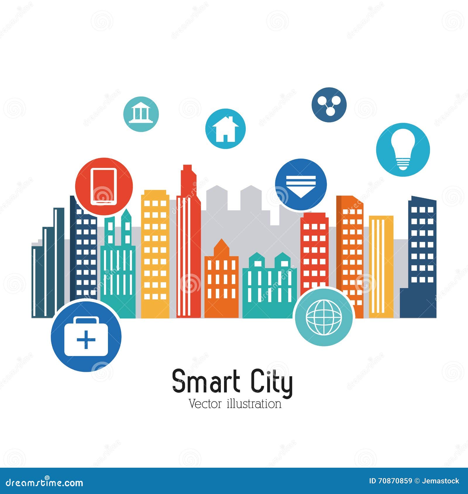 Smart City Design. Social Media Icon. Technology Concept Stock Vector ...