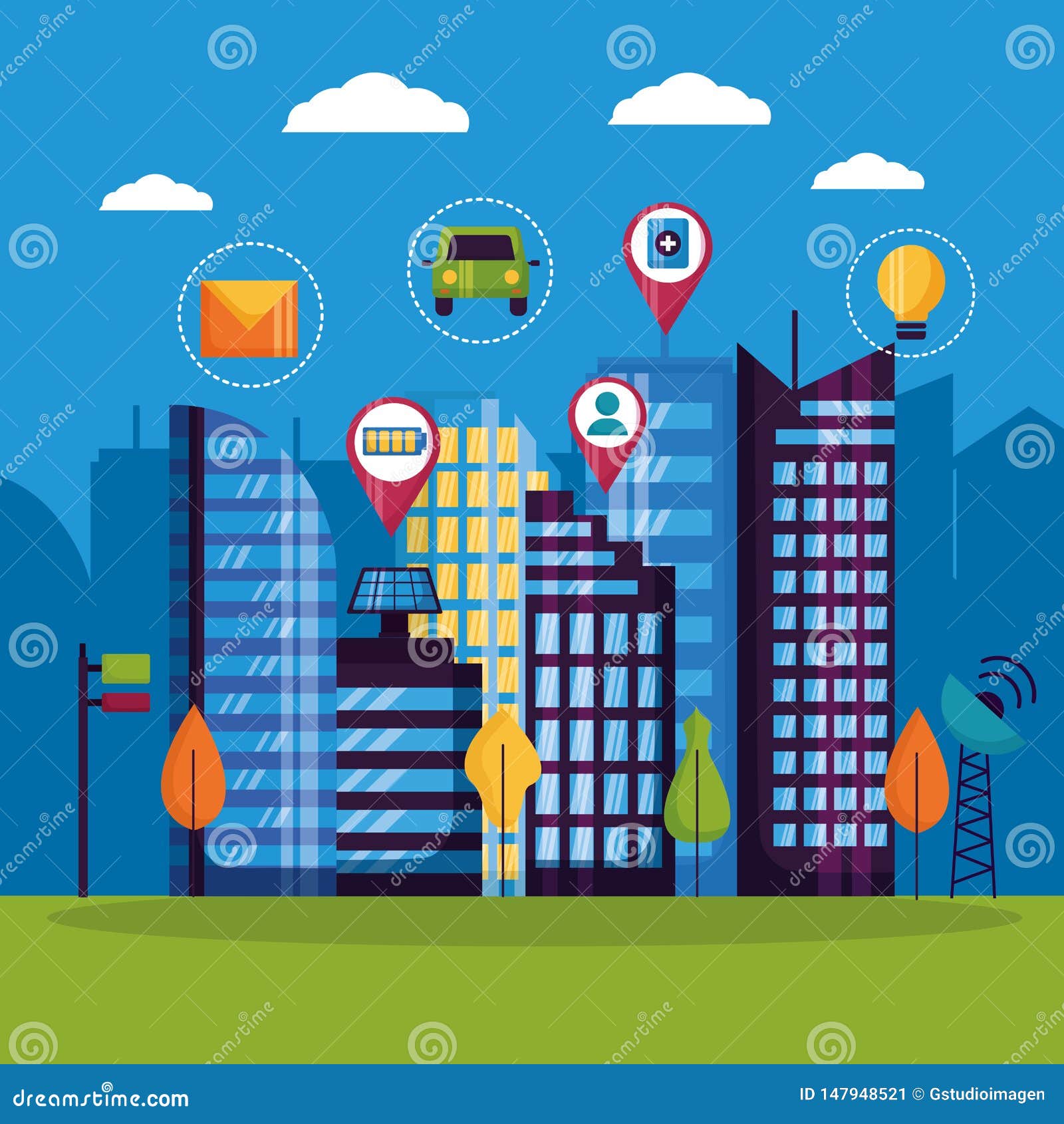 Smart city design stock illustration. Illustration of urban - 147948521