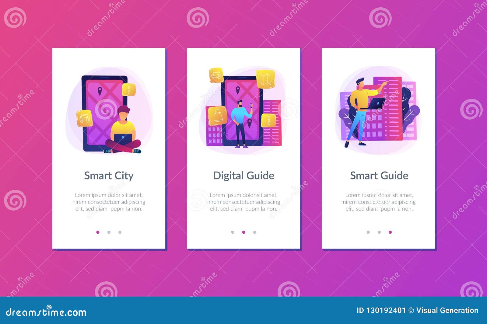 Smart City and Digital City Guide App Interface Template. Stock Vector ...