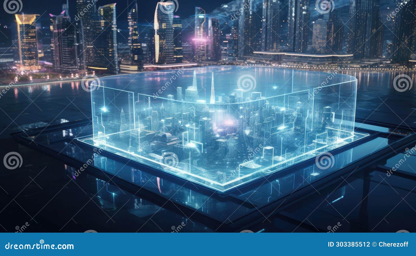 Smart City Hologram stock photo. Image of information - 303385512