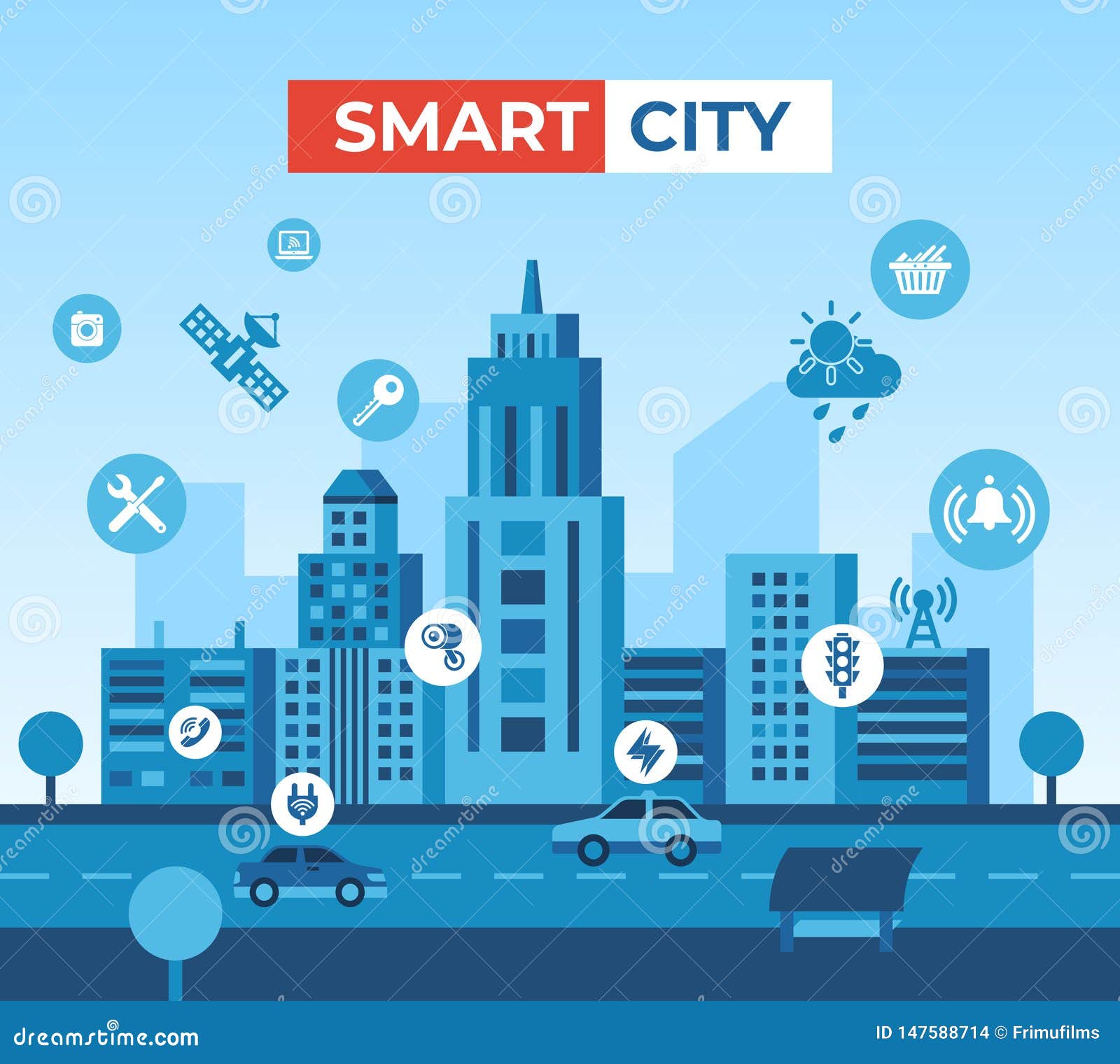 Smart City Icons Infographics Stock Illustration - Illustration of city ...