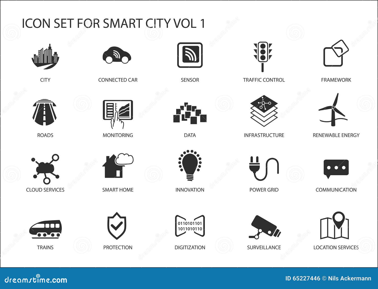 Smart City Icons and Symbols Stock Vector - Illustration of grey ...