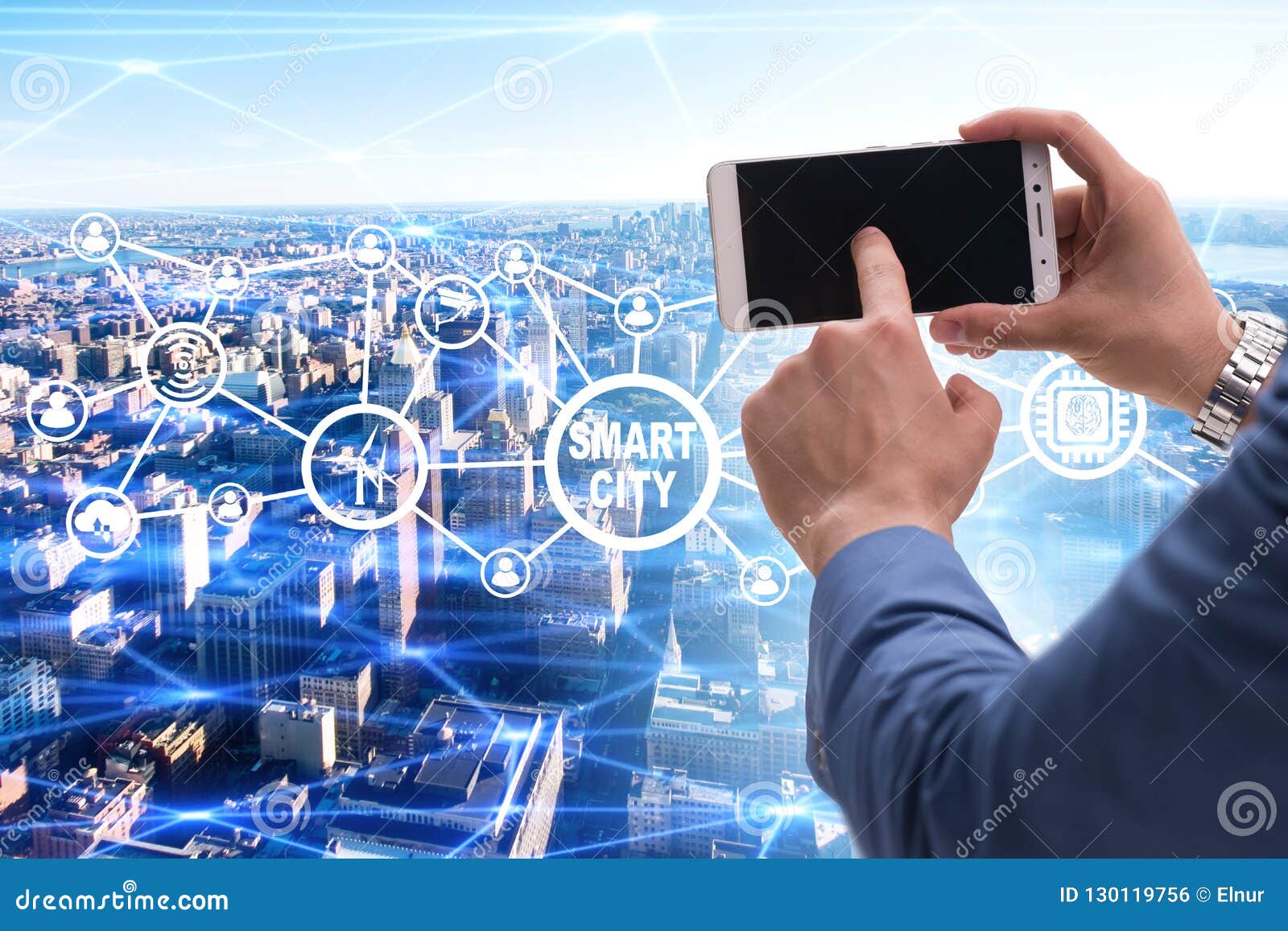 The Smart City in Innovation Concept Stock Photo - Image of mesh ...
