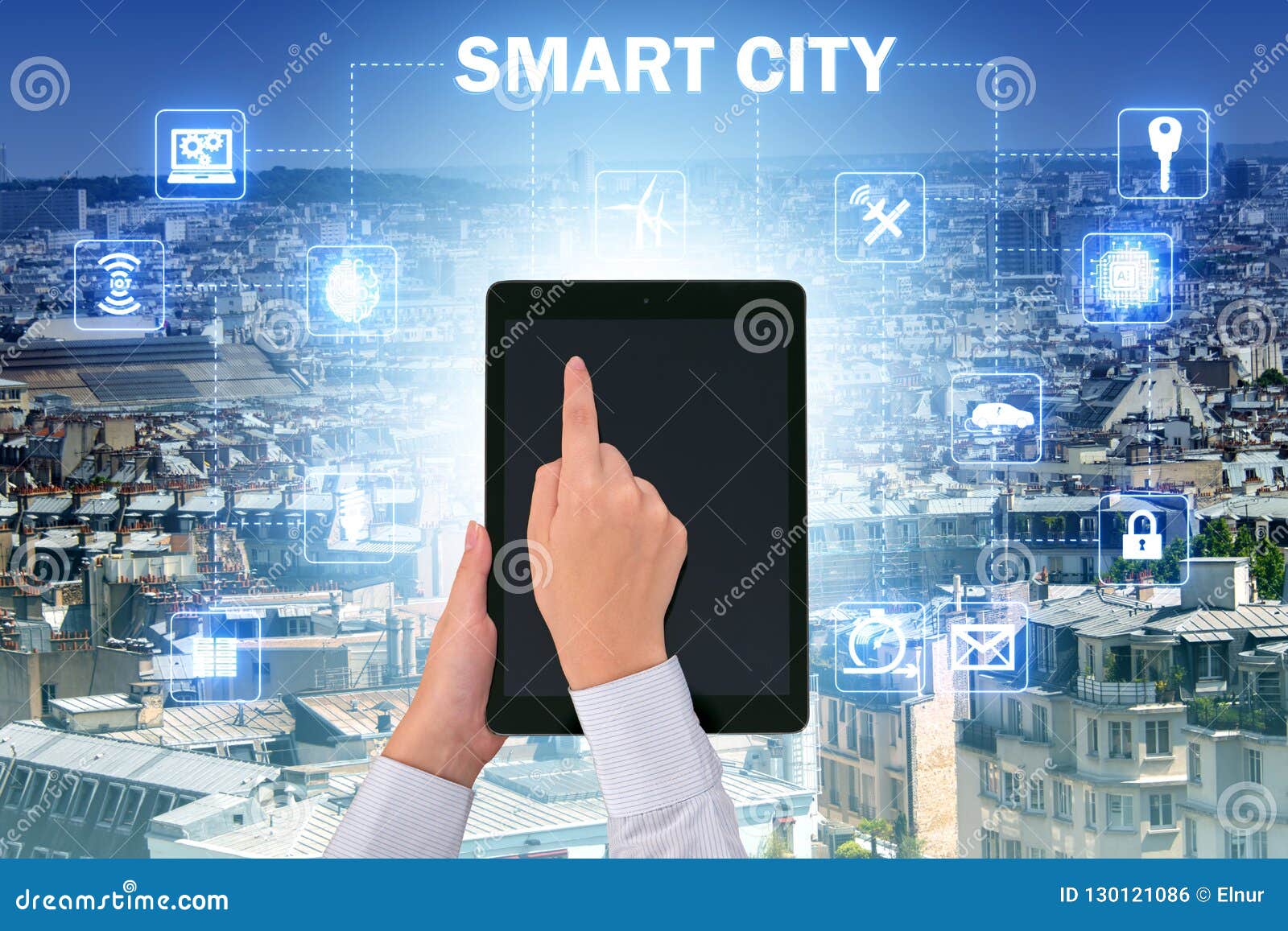 The Smart City in Innovation Concept Stock Photo - Image of computer ...