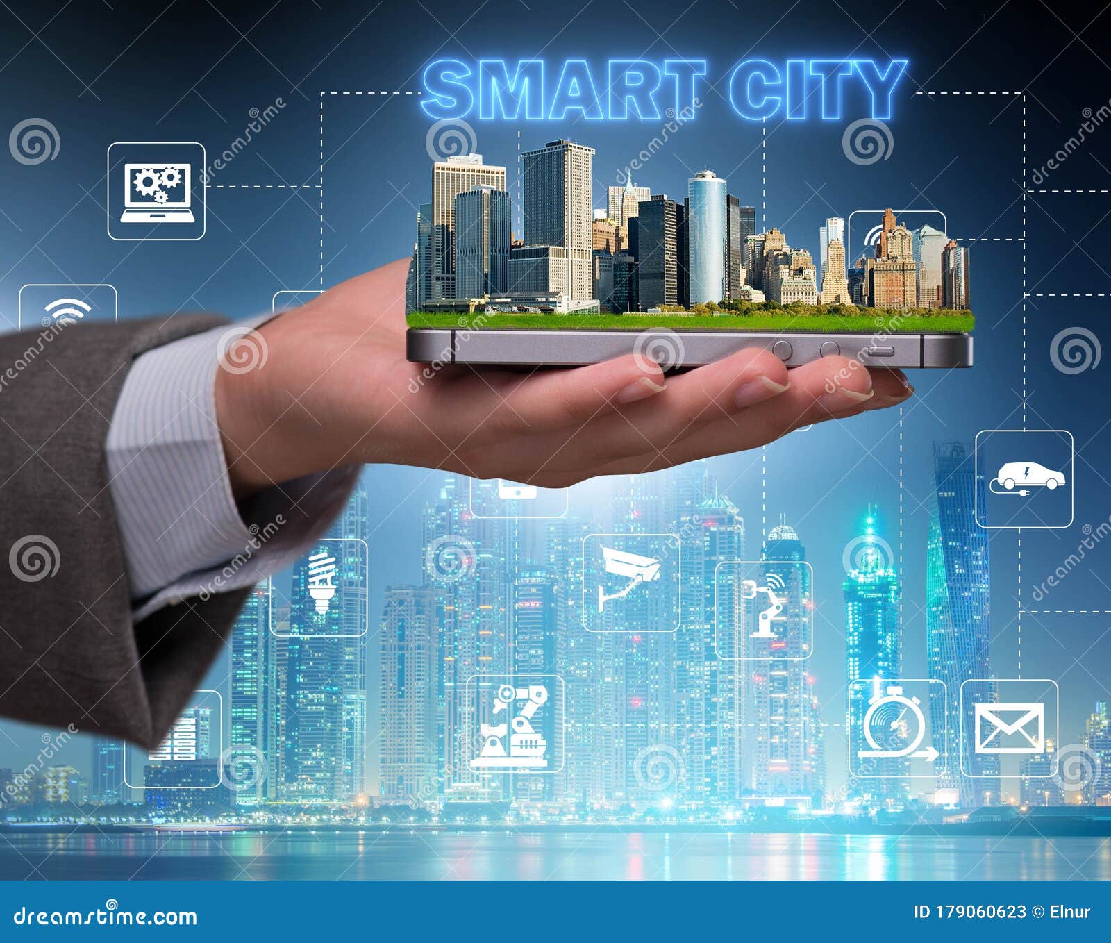 Smart City in Innovation Concept Stock Image - Image of skyscraper ...