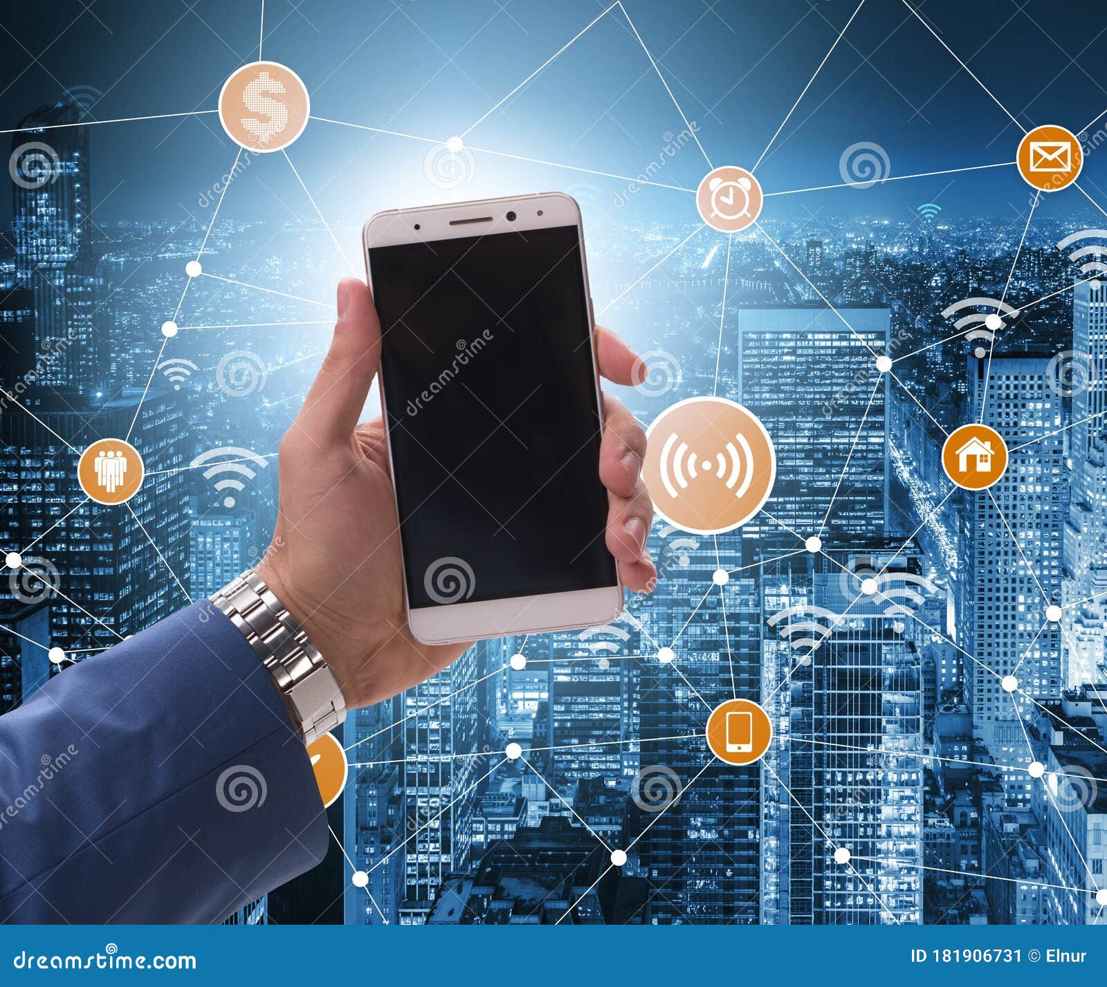 Smart City in Innovation Concept Stock Image - Image of cloud, house ...