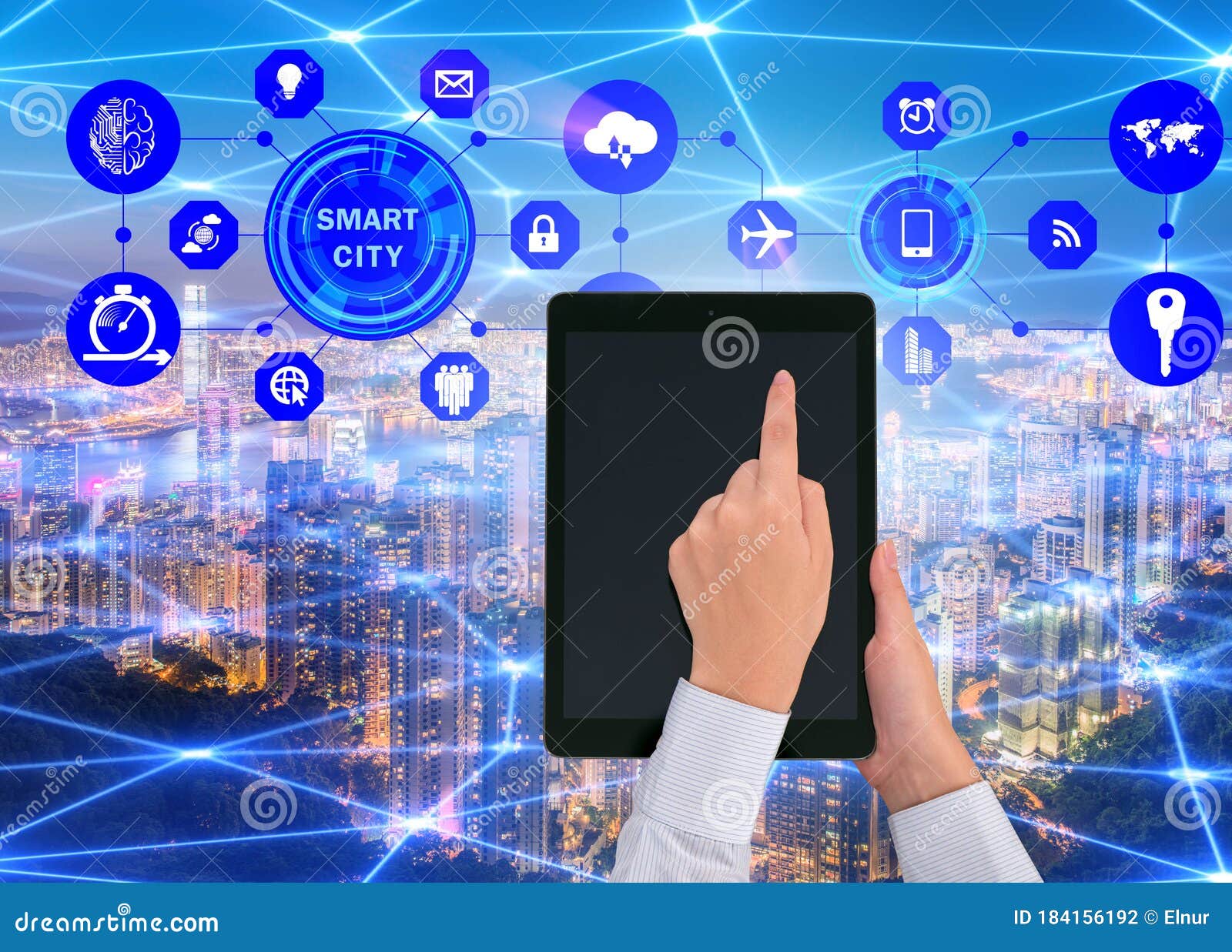 Smart City in Innovation Concept Stock Photo - Image of future, network ...