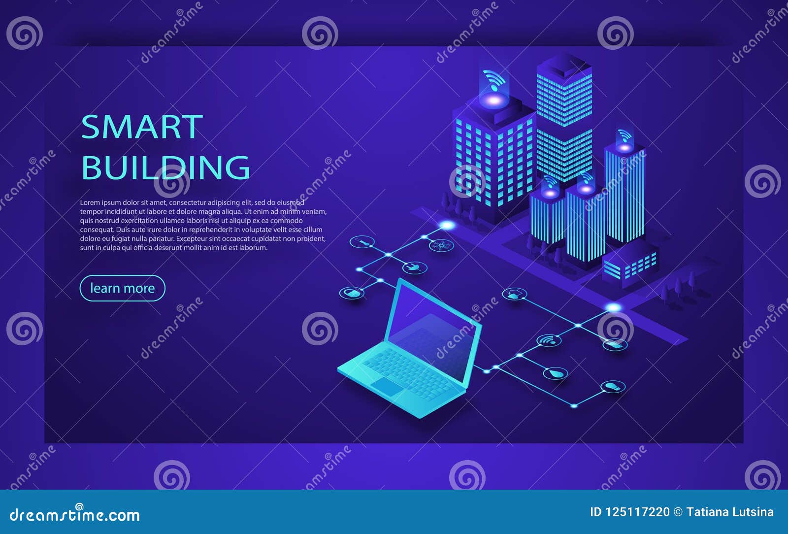 Smart City or Intelligent Building Isometric Vector Concept. IoT ...