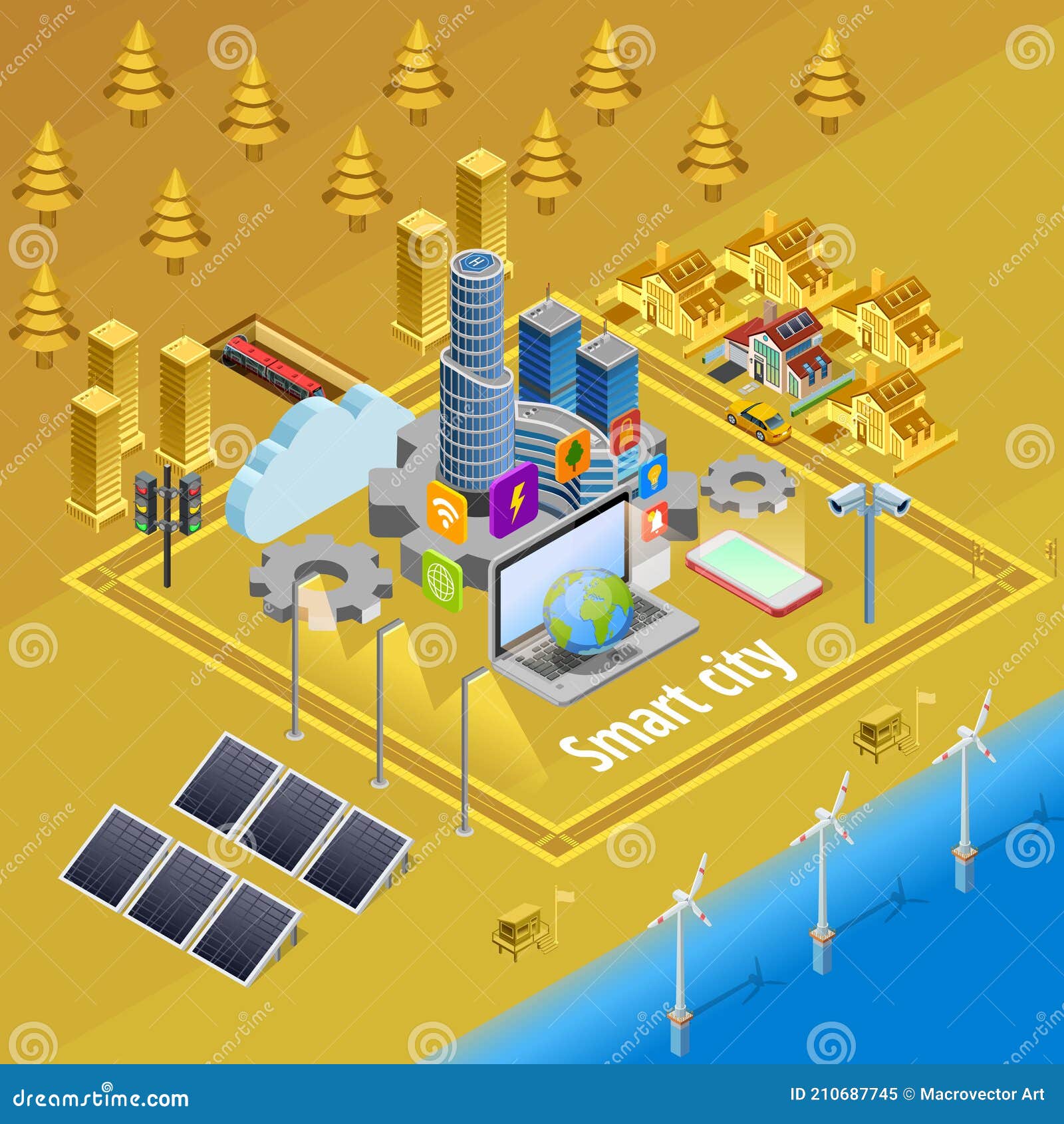 Smart City Internet Infrastructure Isometric Poster Stock Vector ...